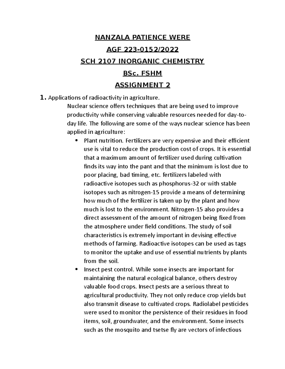 chemistry notes - NANZALA PATIENCE WERE AGF 223-0152/ SCH 2107 ...