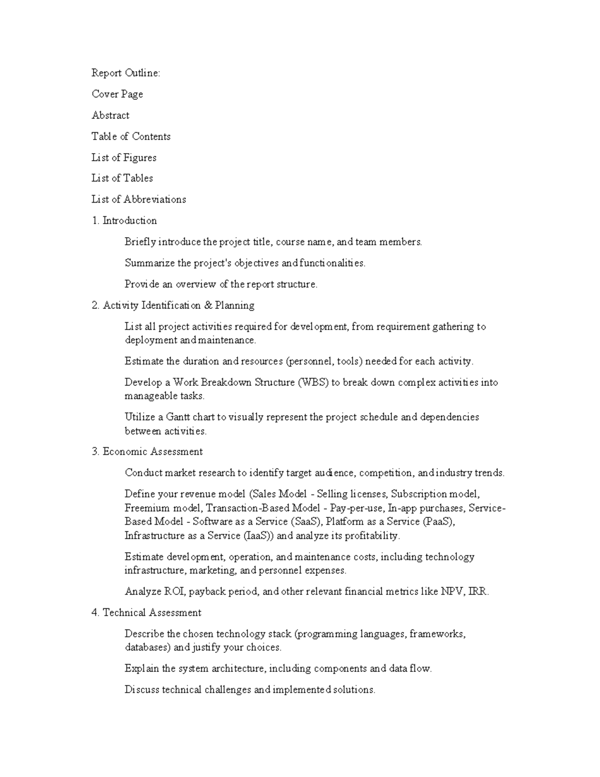 Report Outline - Software Project Management - Report Outline: Cover ...