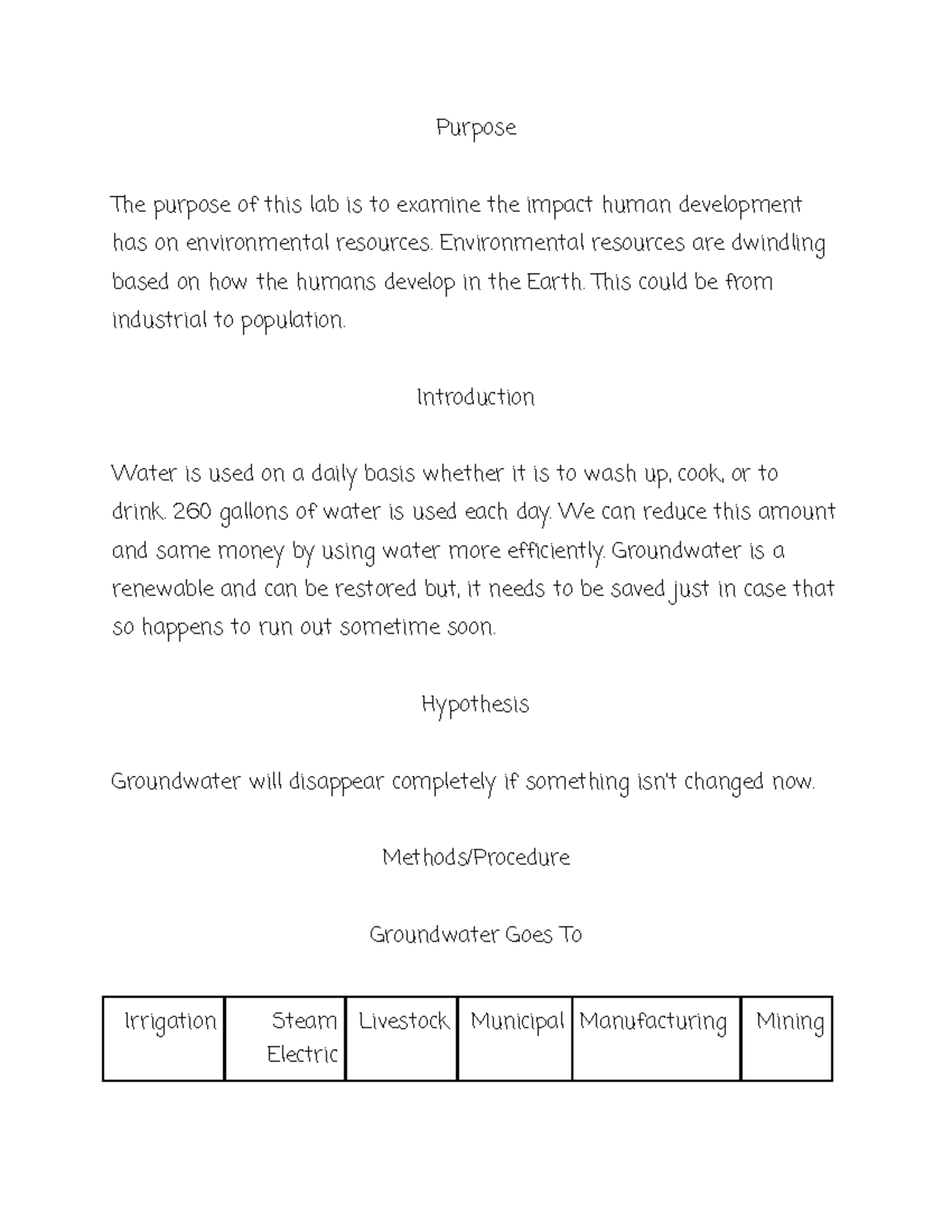 Lab Report - Purpose The purpose of this lab is to examine the impact ...