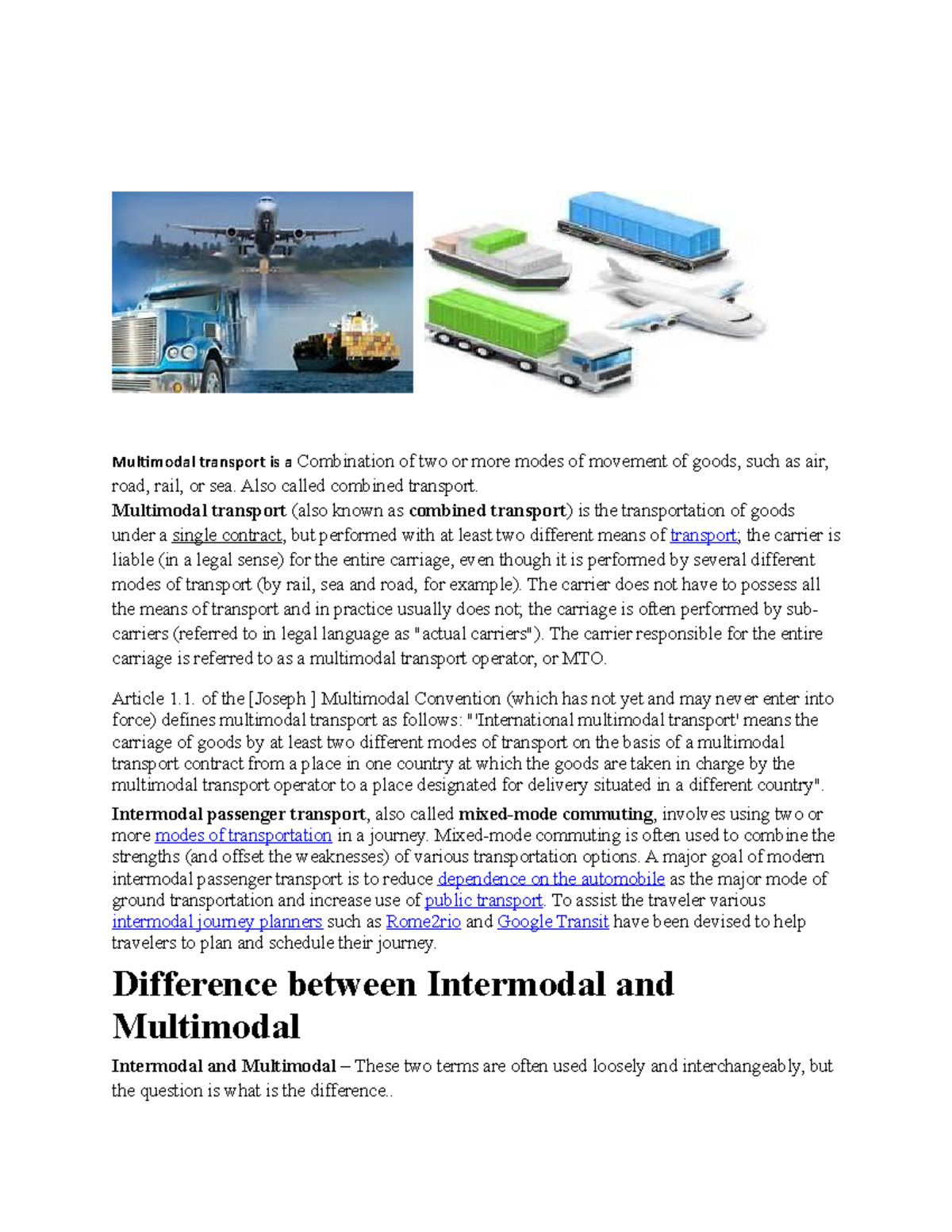 multi-modal transport management handout and essays - Multimodal ...