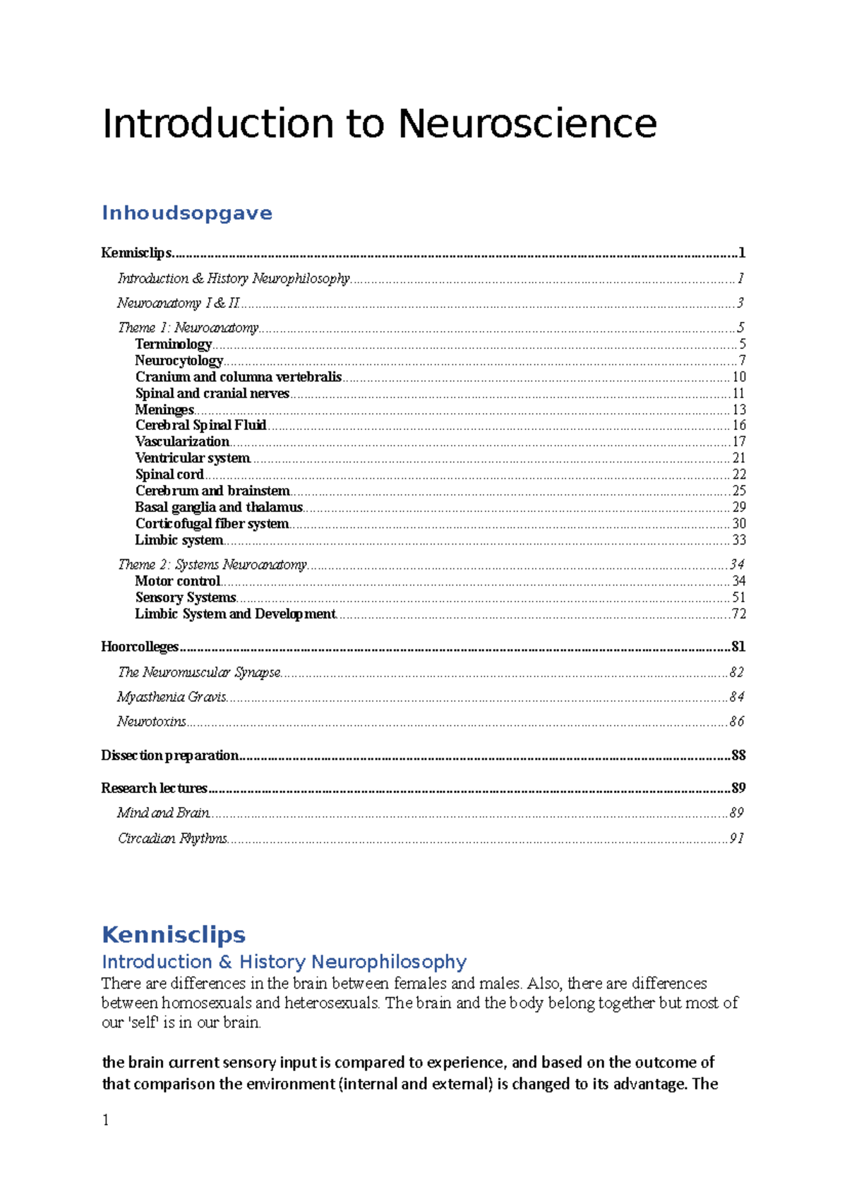 Introduction to Neuroscience - Introduction to Neuroscience Kennisclips ...