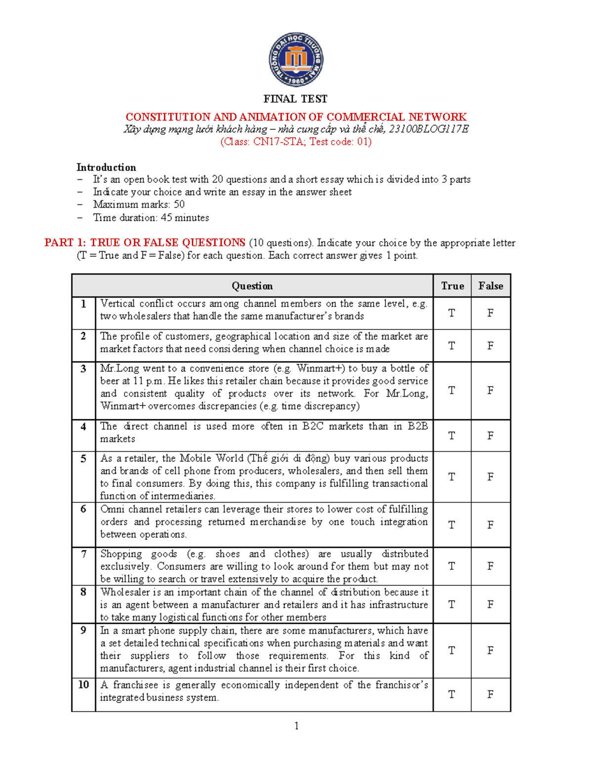 Test for group 1 - fsaff - 1 FINAL TEST CONSTITUTION AND ANIMATION OF ...