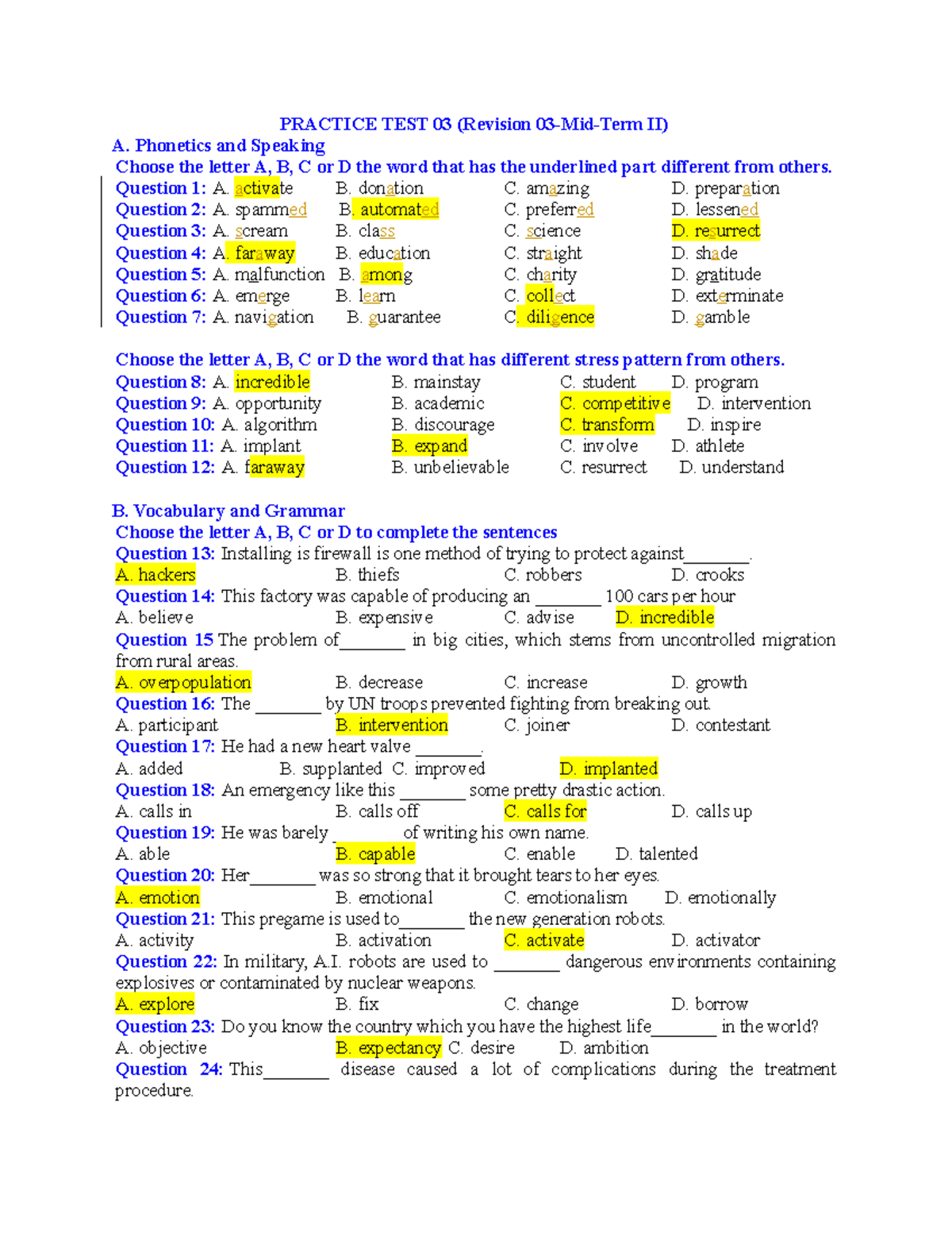 Practice TEST 03 - dddd - PRACTICE TEST 03 (Revision 03-Mid-Term II) A ...