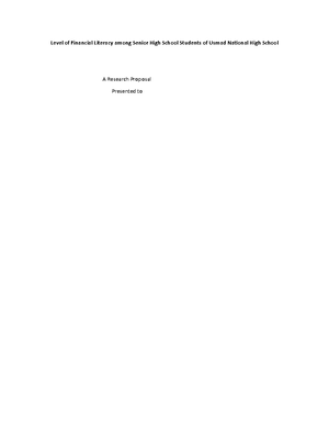 Rationale of the Study - Rationale of the Study Financial Literacy is ...