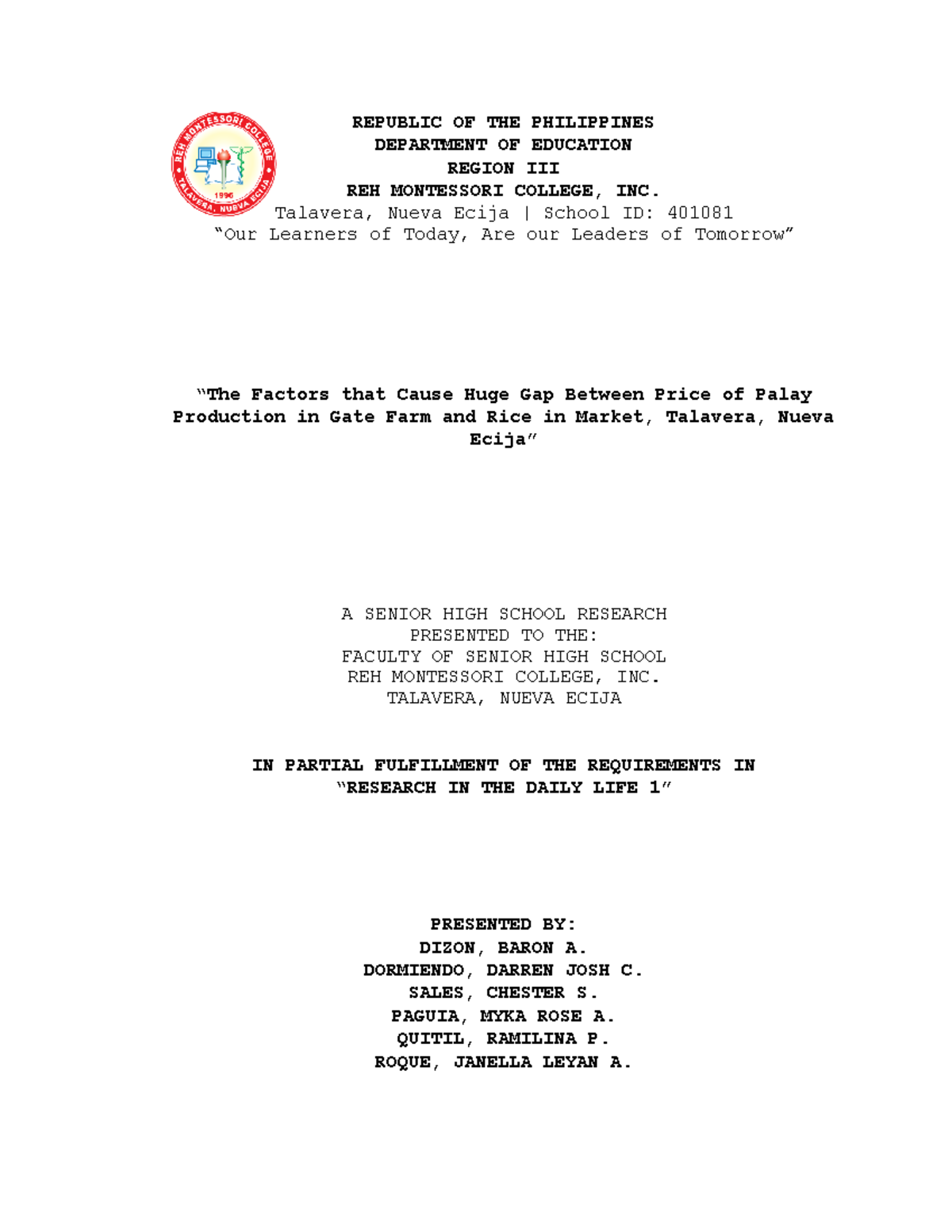 Research-Proposal-Template - REPUBLIC OF THE PHILIPPINES DEPARTMENT OF ...