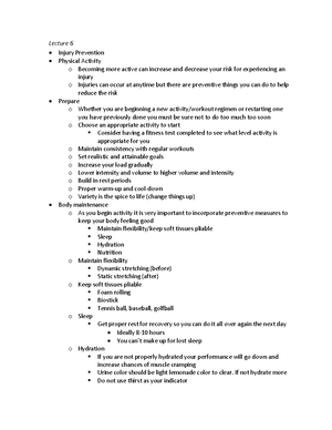 HPR Lecture 2 Notes - Lecture 2 Health Benefits of Physical Activity ...