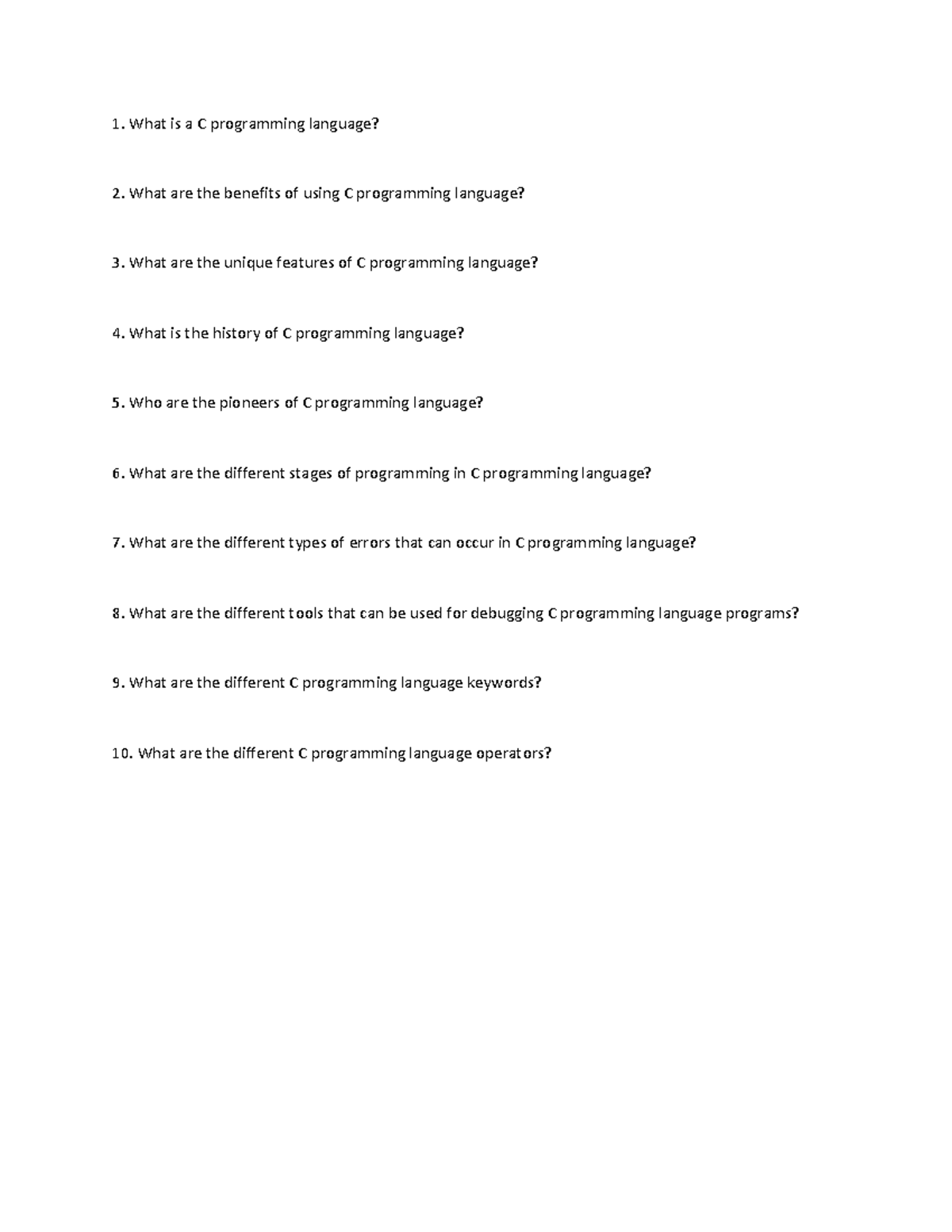 4p - practice material - What is a C programming language? What are the ...