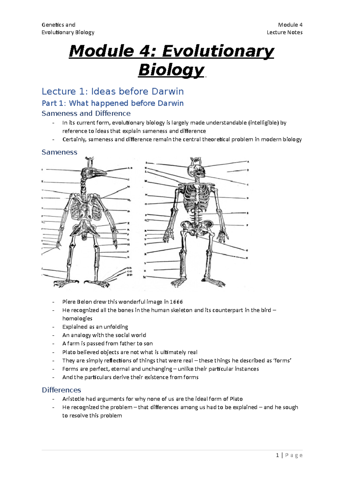 Module Four - Lecture Notes - Evolutionary Biology Lecture Notes Module ...