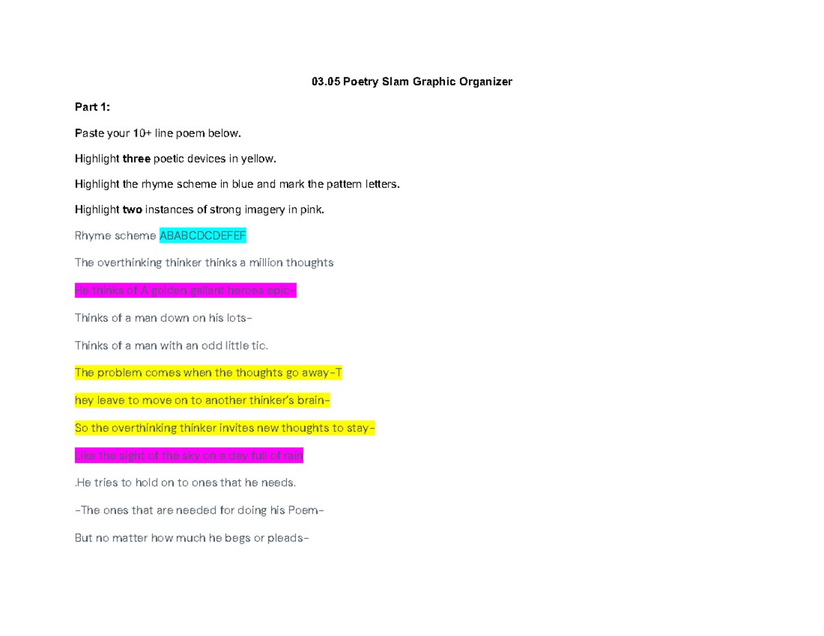 Poetry slam graphic organizer - 03 Poetry Slam Graphic Organizer Part 1 ...