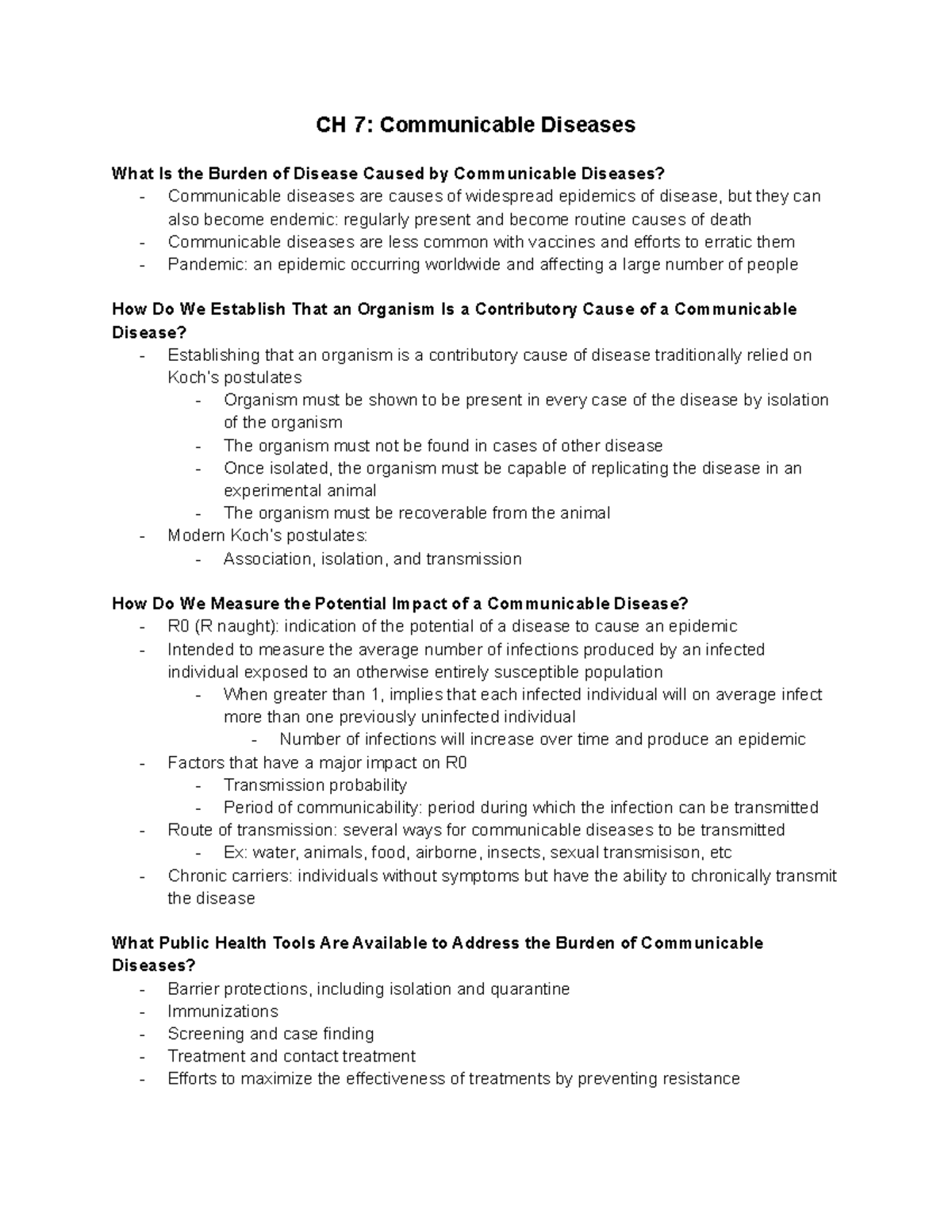 CH 7 Communicable Diseases - CH 7: Communicable Diseases What Is the ...