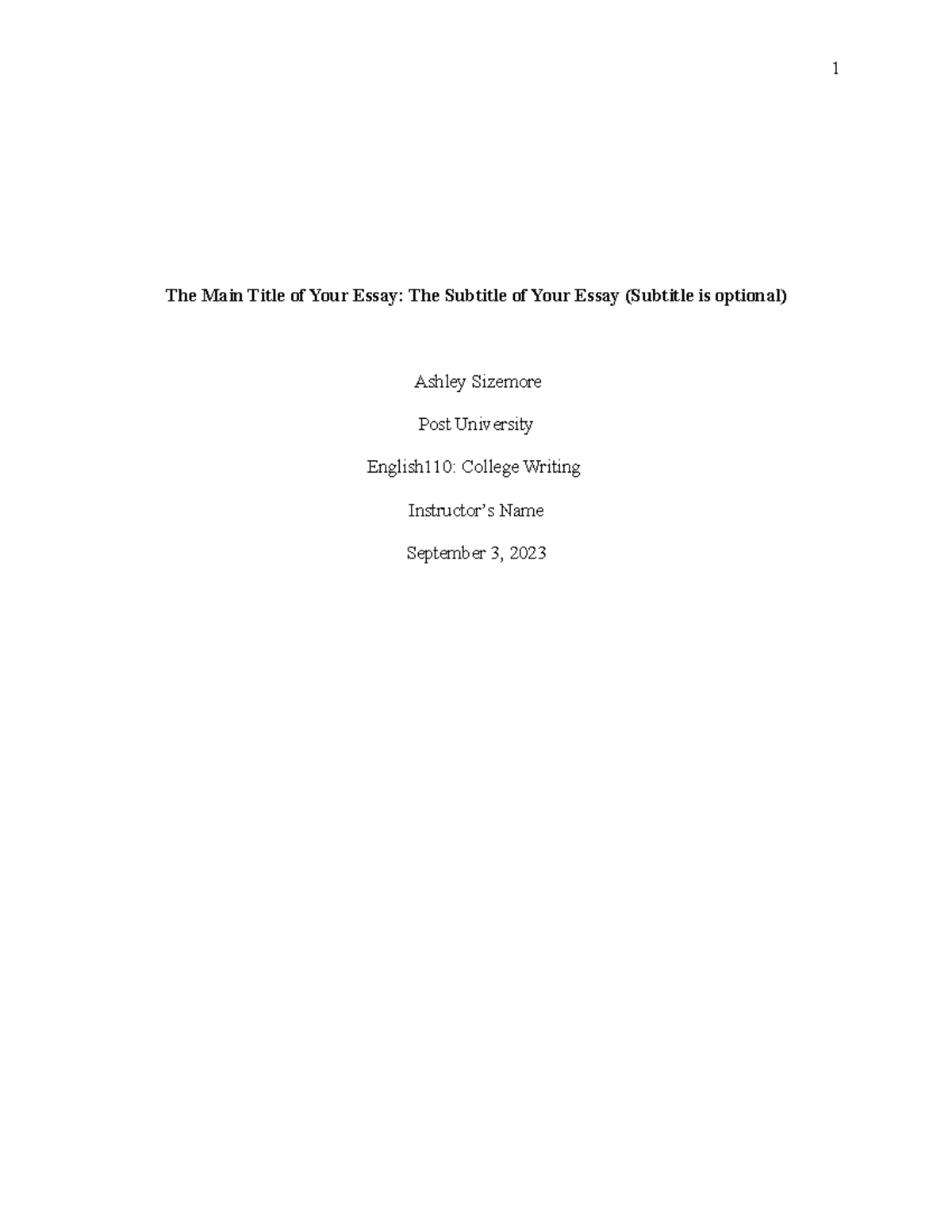 Term2 Supported paragraph - 1 The Main Title of Your Essay: The ...