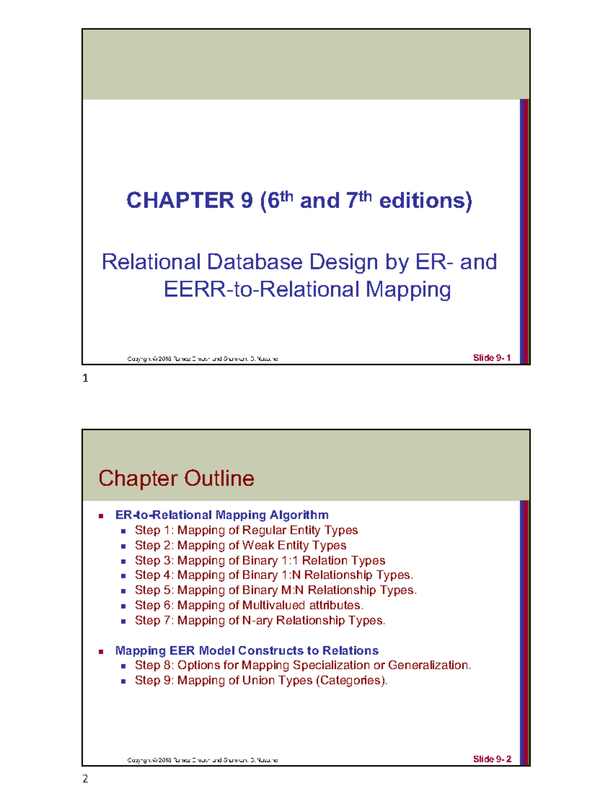 5-EERM2RM - Notes - Copyright © 2016 Ramez Elmasri and Shamkant B ...