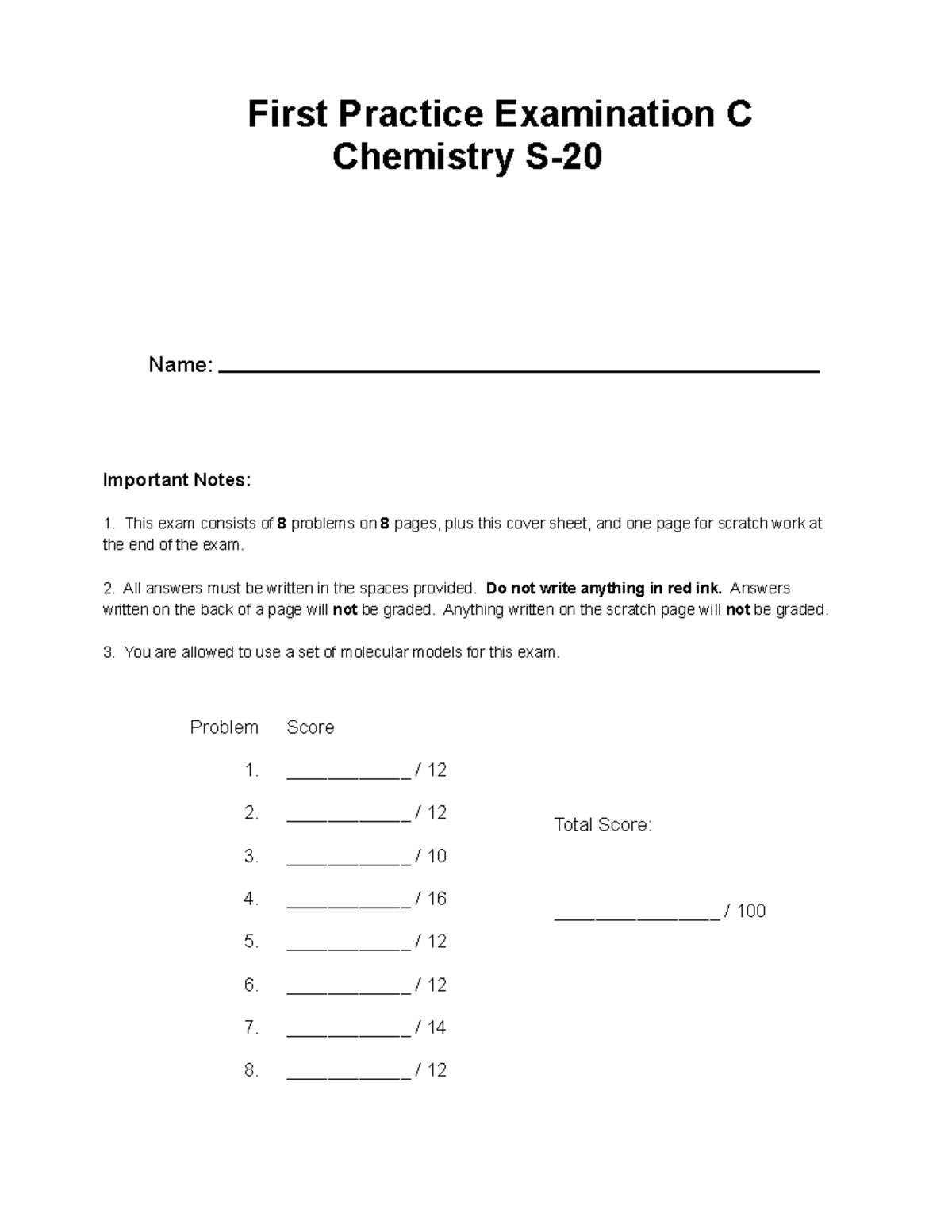 Practice-Exam-1C - Practice test - First Practice Examination C ...