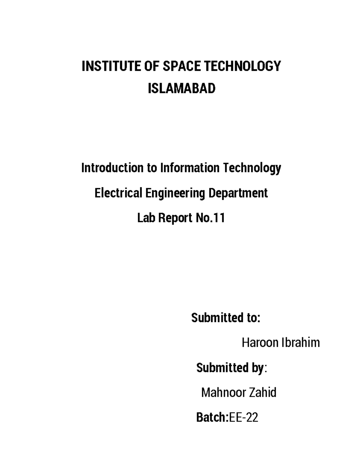 230401032 Lab 11 - b kdhdjashshdkzxbc chzdsdzufas jskwaiufsbndfjhvsdsf - INSTITUTE OF SPACE ...