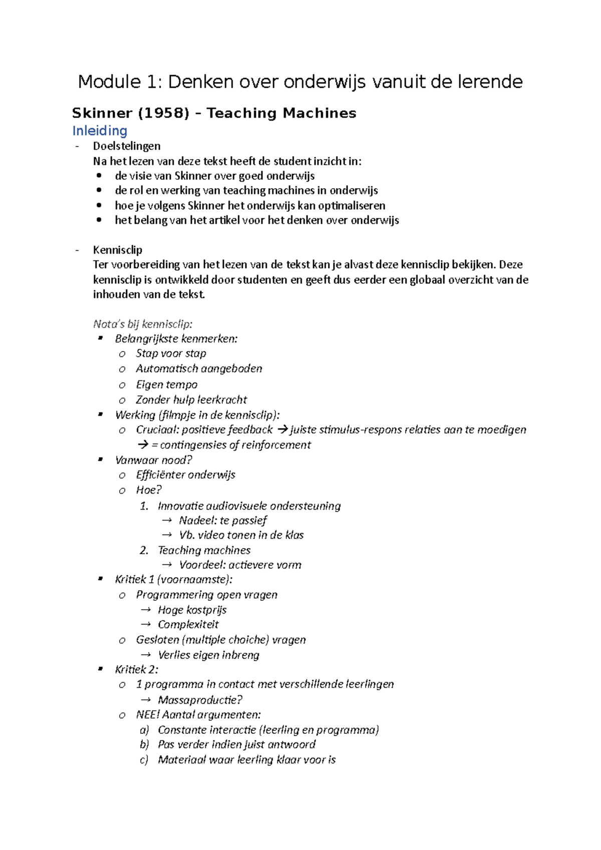 Skinner - Teaching Machines - Module 1: Denken over onderwijs vanuit de ...