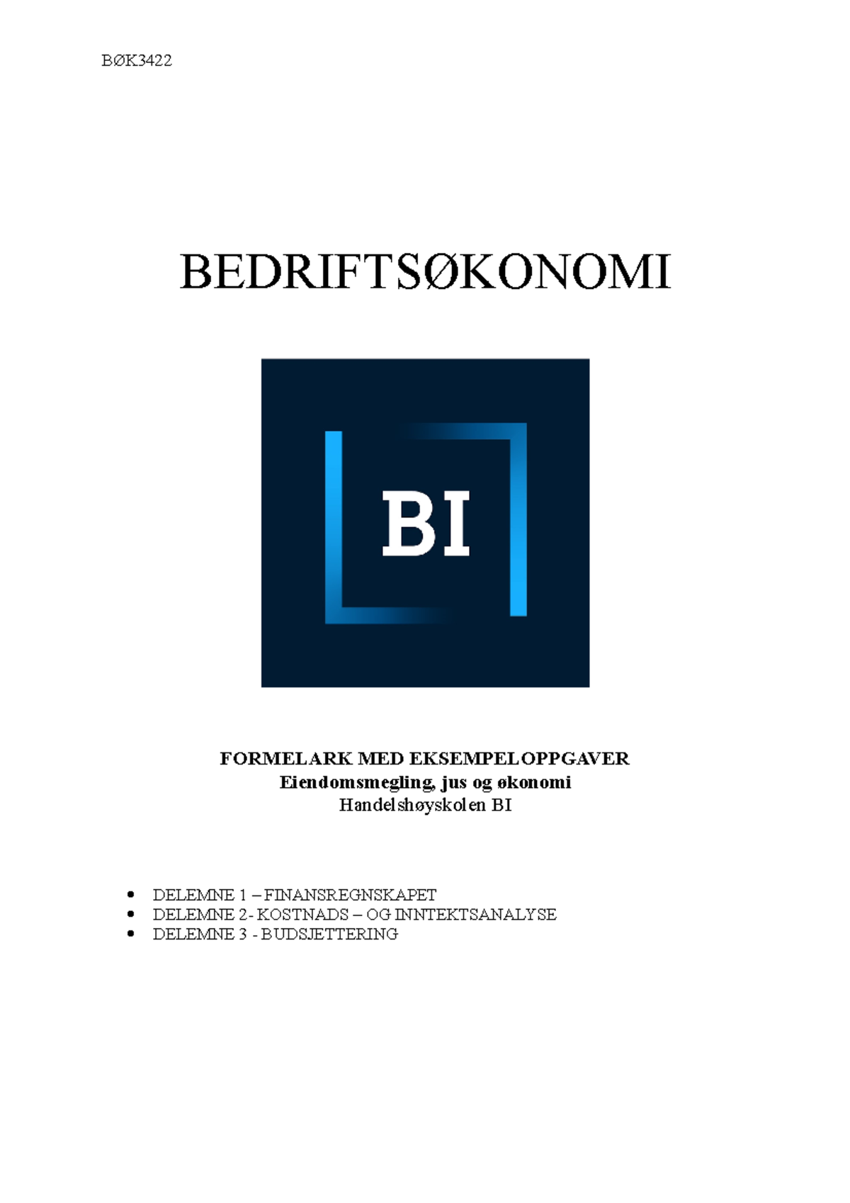 formelark bedøk - BEDRIFTSØKONOMI FORMELARK MED EKSEMPELOPPGAVER ...