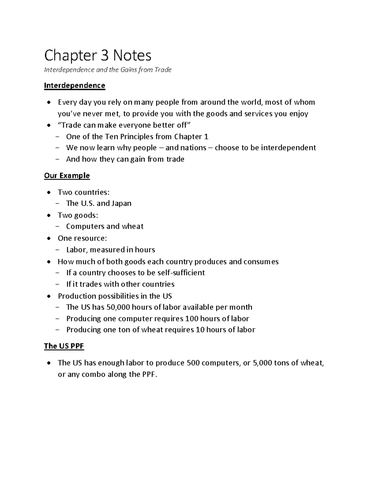 Chapter 3 Notes - Interdependence and the Gains from Trade - Chapter 3 ...