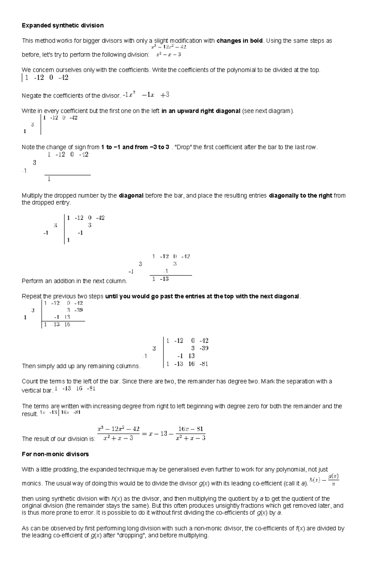 Expanded synthetic division - Using the same steps as before, let's try to perform the following ...