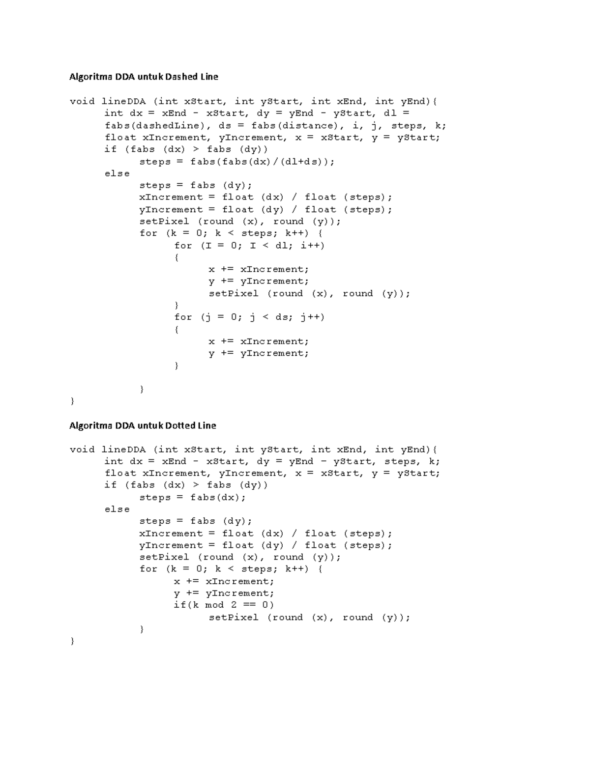 Algoritma DDA untuk Dashed Line - Studocu