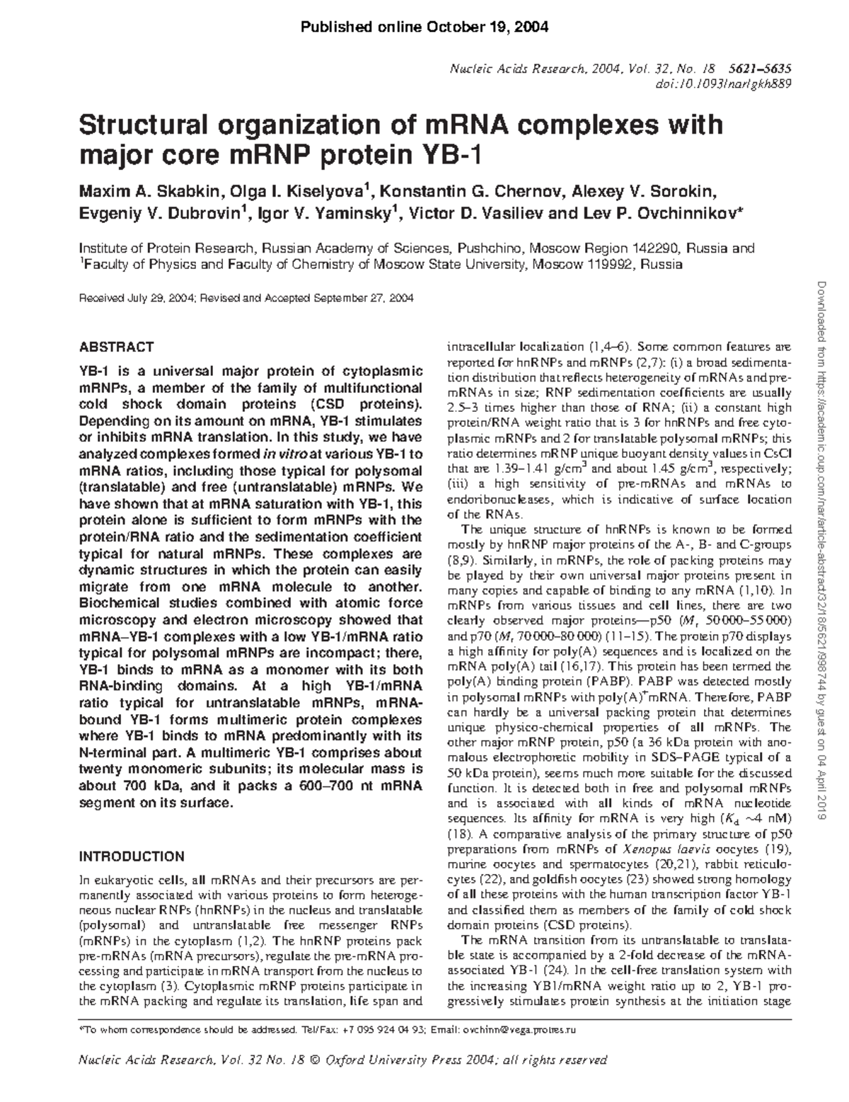 Structural organization of m RNA complexes with major core m RNP ...