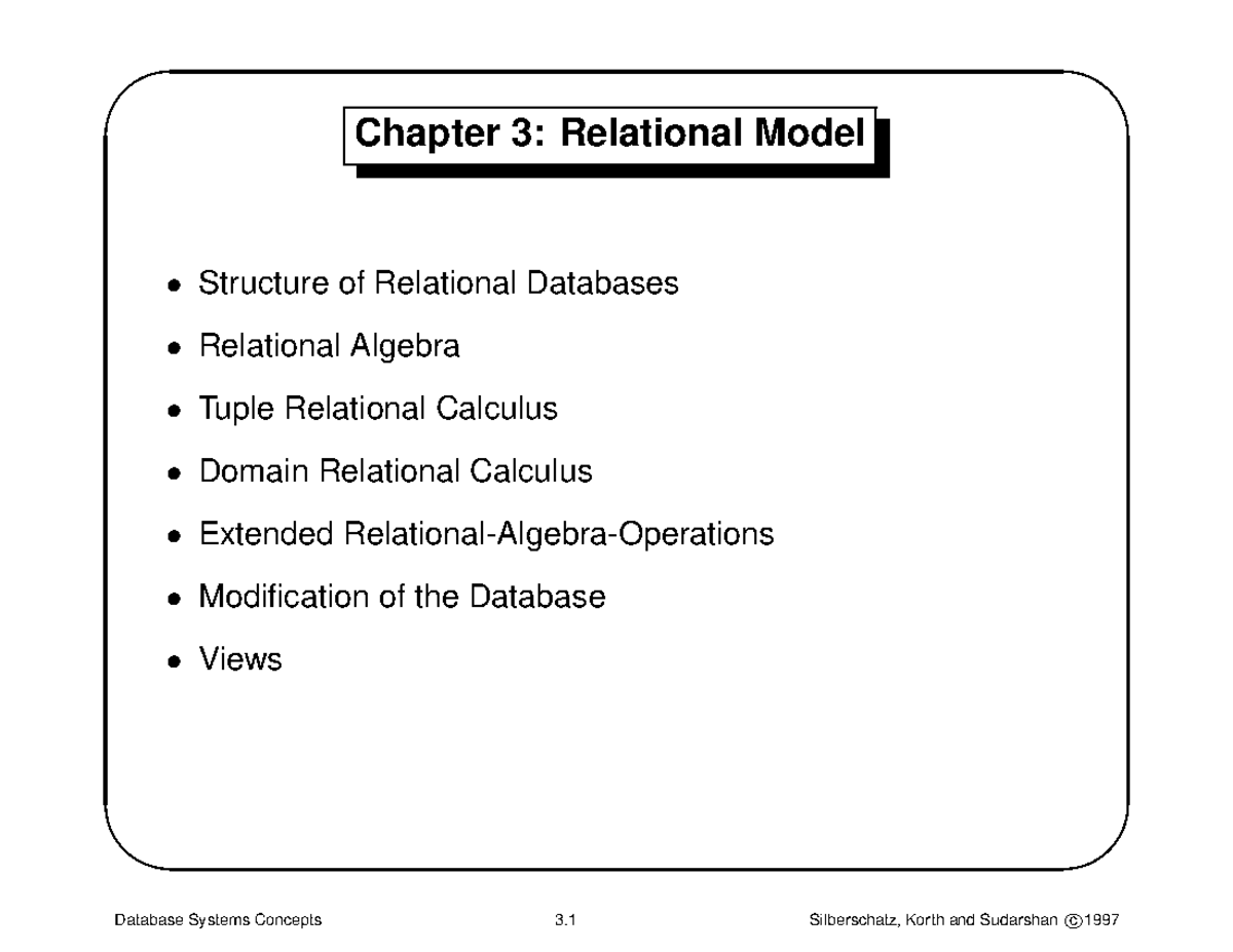 Chapter 3 - DFGFDGDH - & % Chapter 3: Relational Model Structure of Relational Databases - Studocu