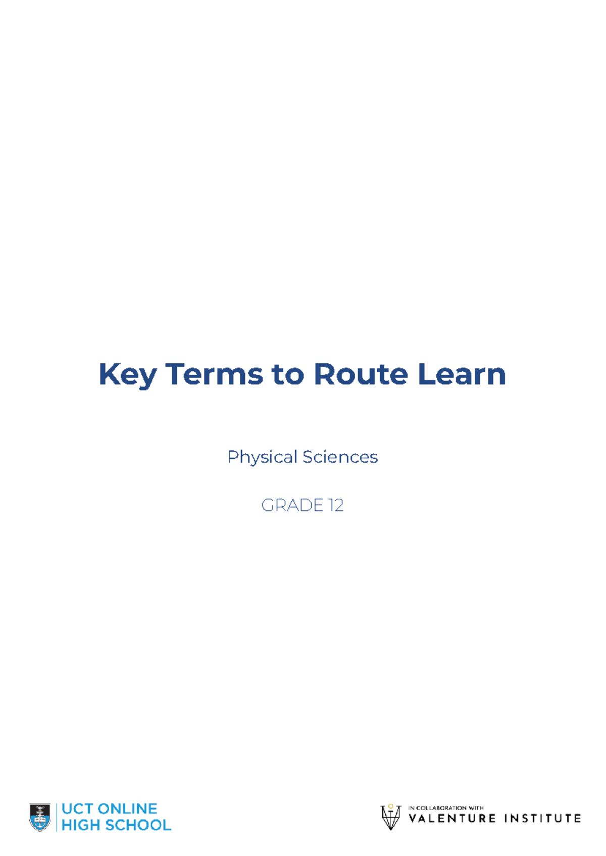 Gr12 Examinable key Terms annotated - Key Terms to Route Learn Physical ...