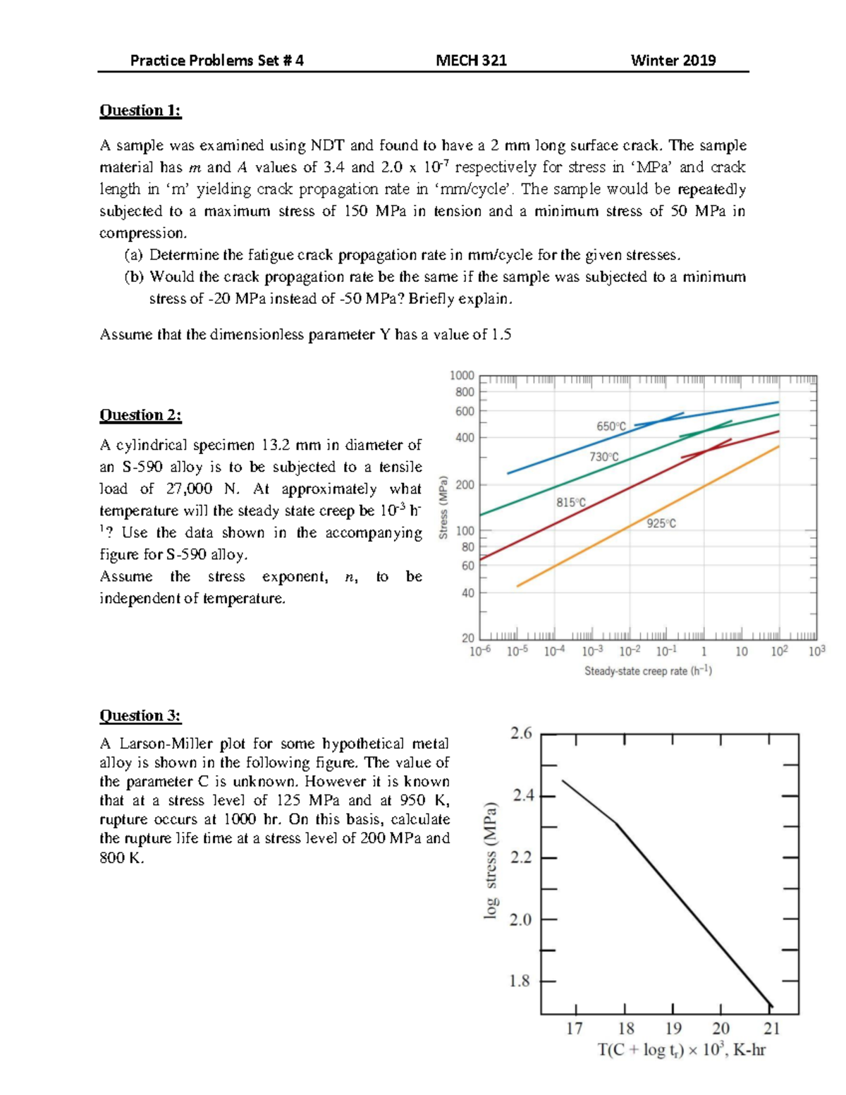Practice questions 4 MECH 321 - Practice Problems Set # 4 MECH 321 ...