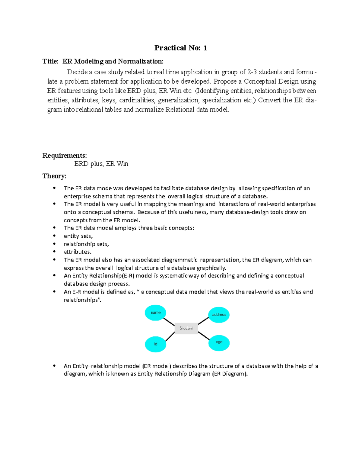 Dbmsl Assignment 1 New Practical No 1 Title Er Modeling And Normalization Decide A Case