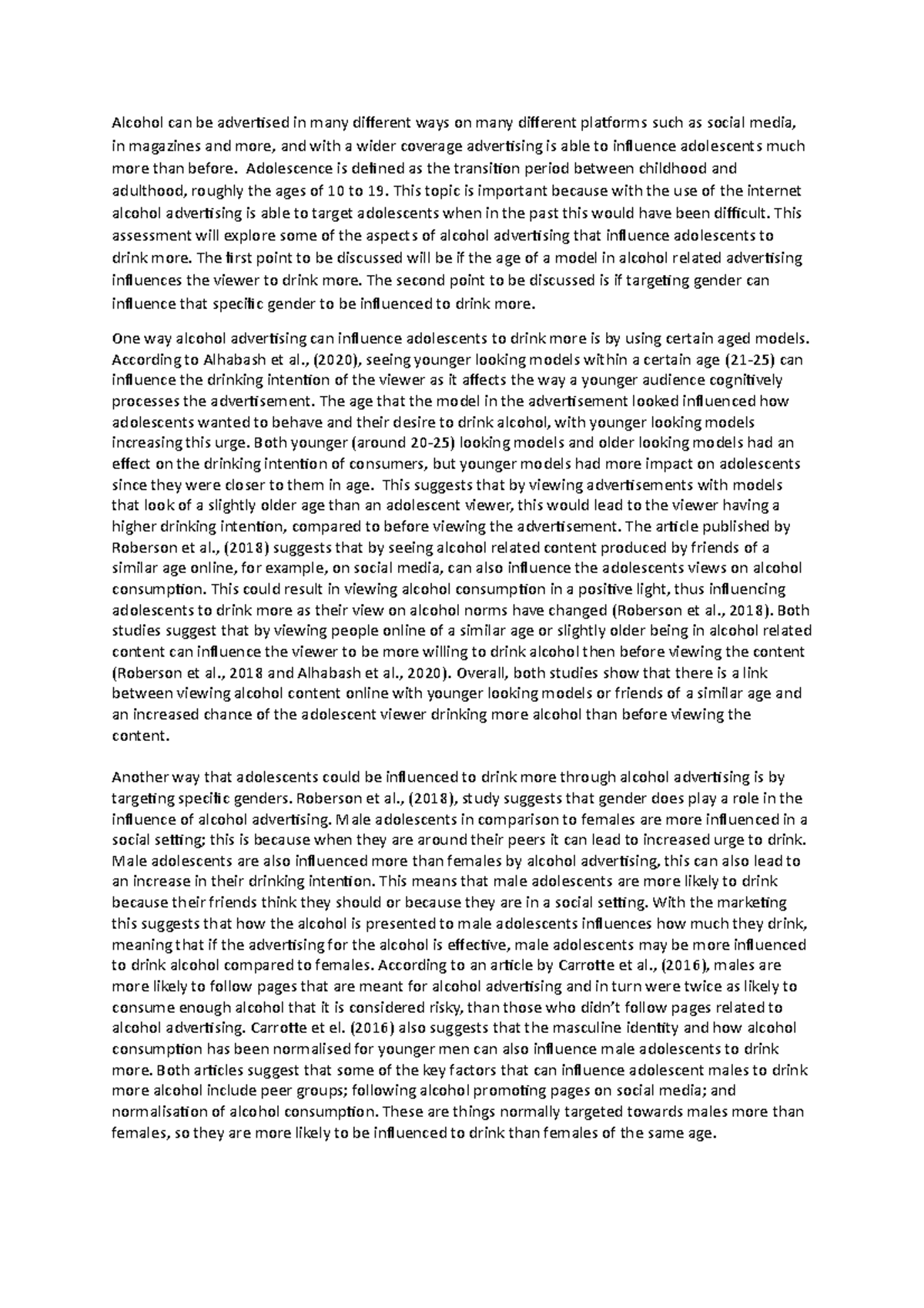 Sarah Traill assessment 2 KEC - Alcohol can be advertised in many ...