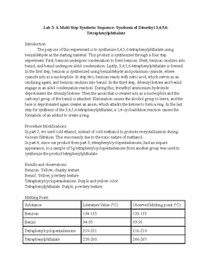 Orgo 2 lab 6 - Lab report - Lab 6: An Unknown Binary Mixture Objective: To be able to separate ...