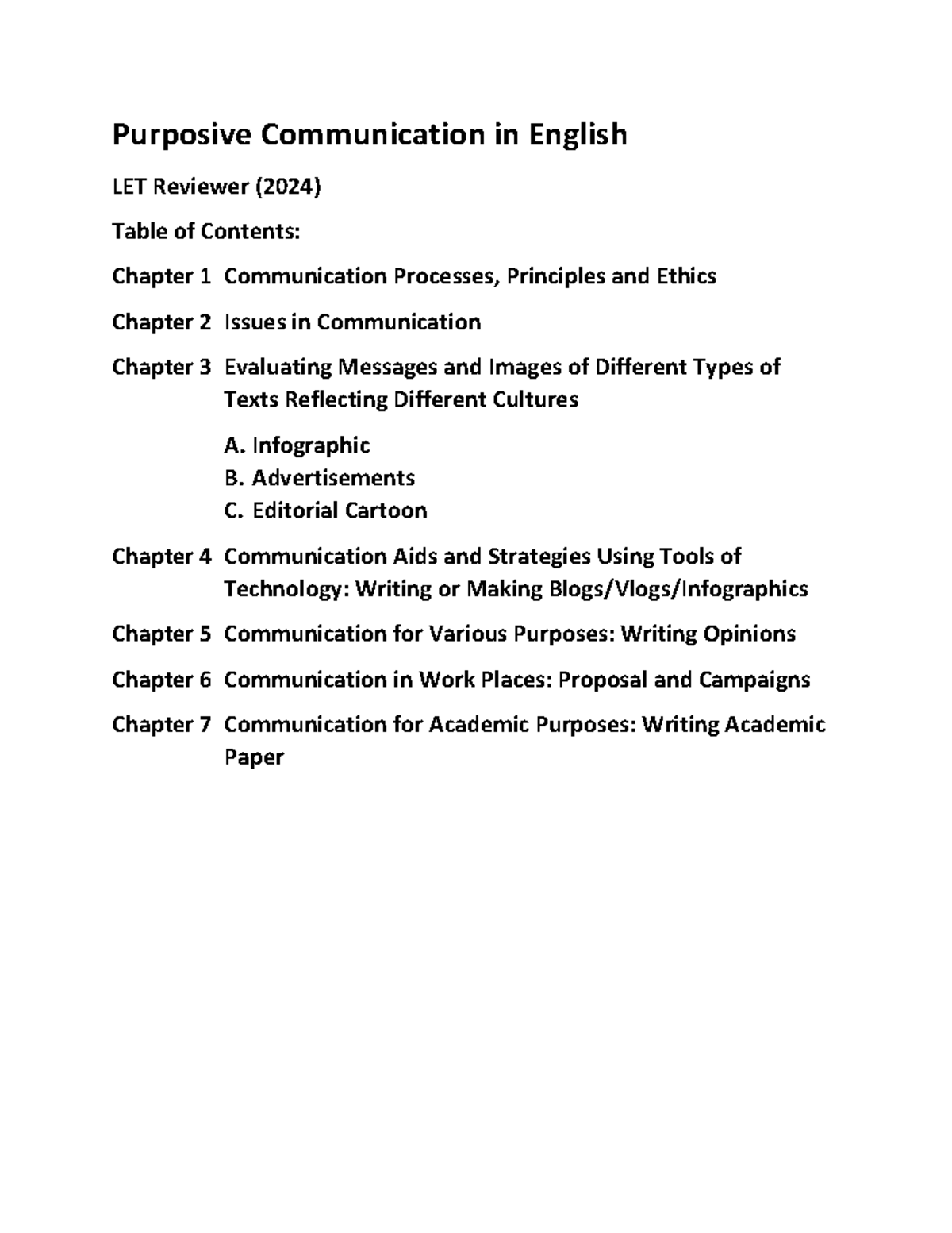 LET Reviewer - Purposive Communication in English Chapter 1 - Purposive Communication in English ...
