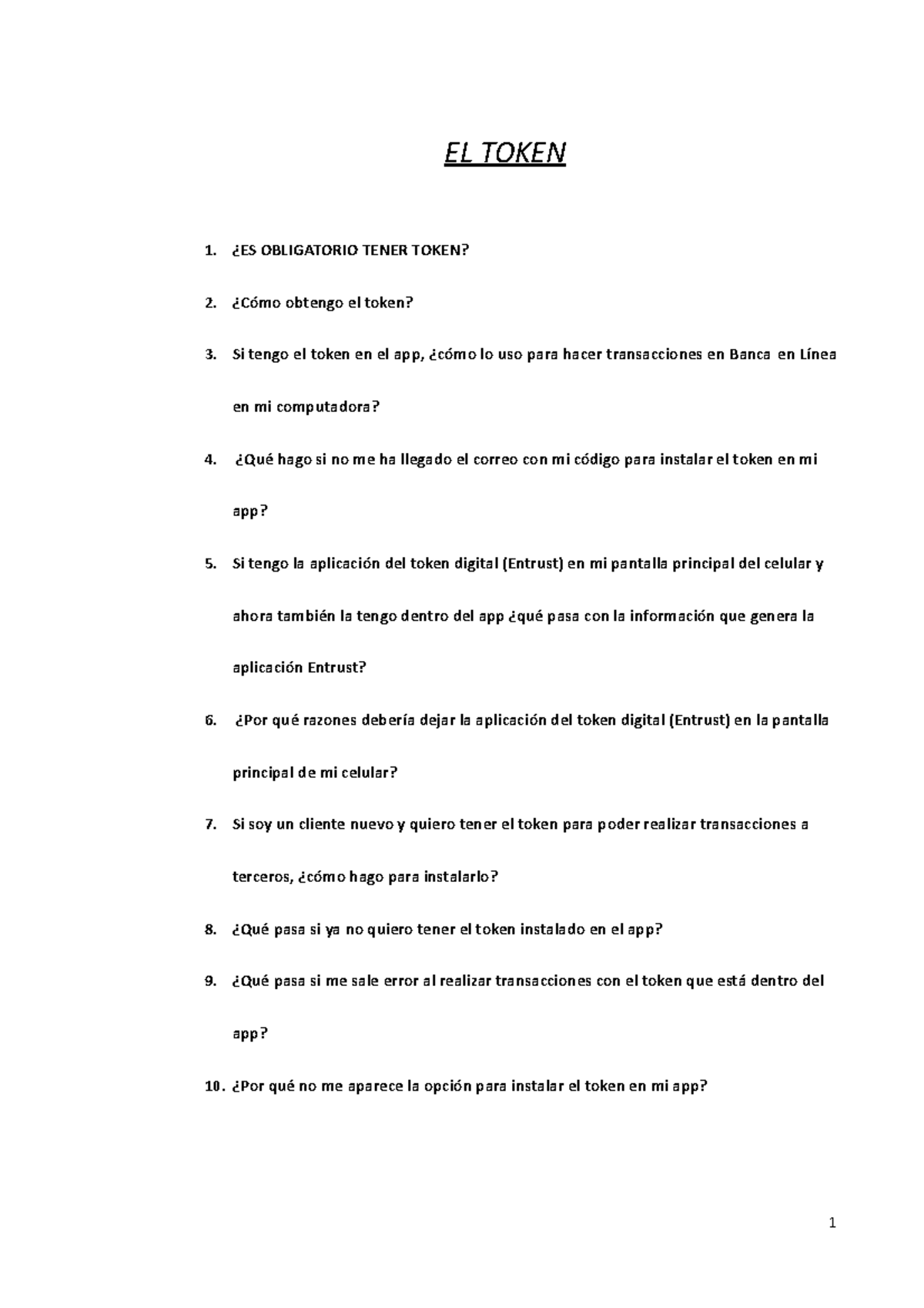 EL Token - exposicion - EL TOKEN 1. ¿ES OBLIGATORIO TENER TOKEN? 2 ...