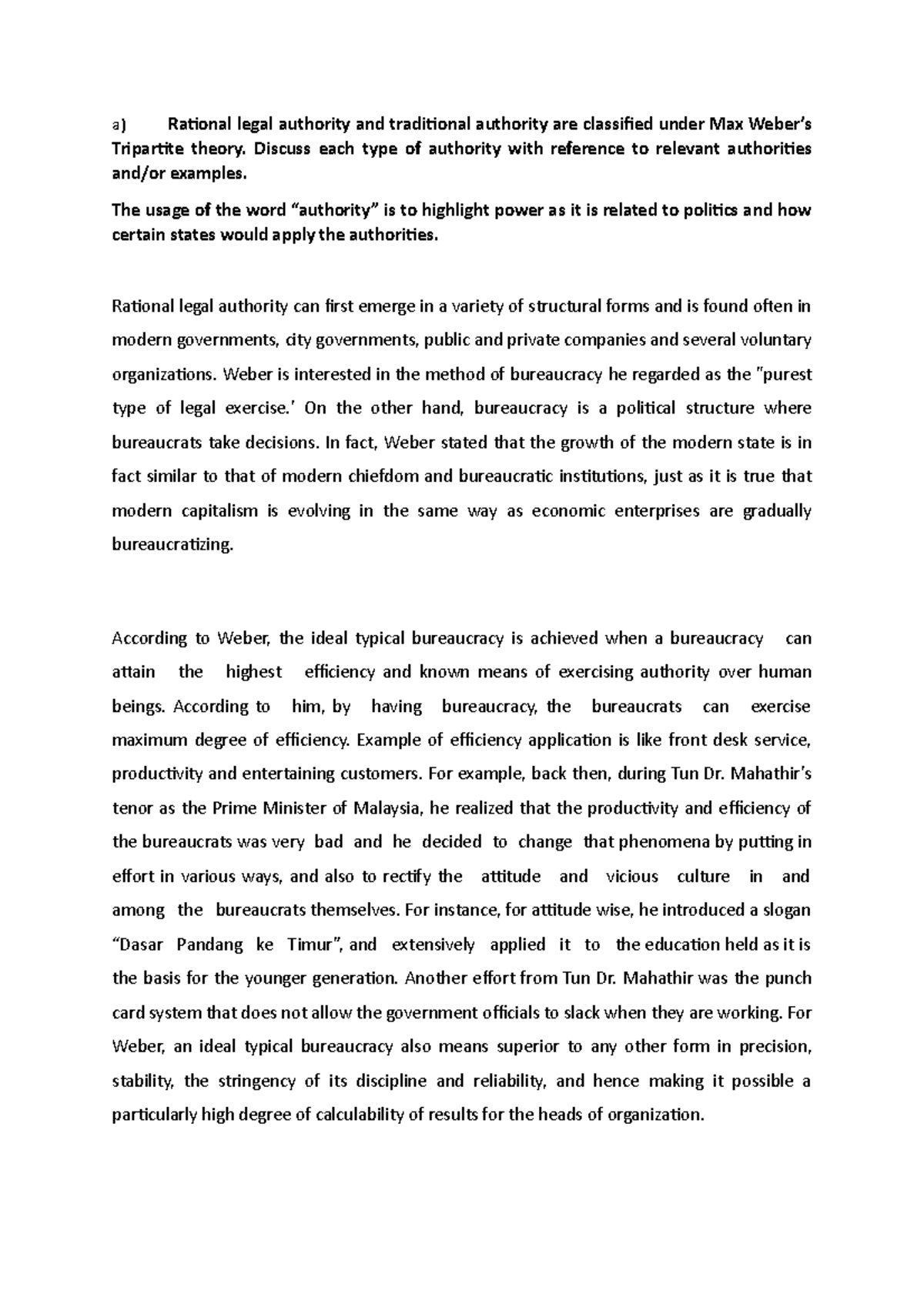 L&S- Tutorial - Law and society - a) Rational legal authority and ...