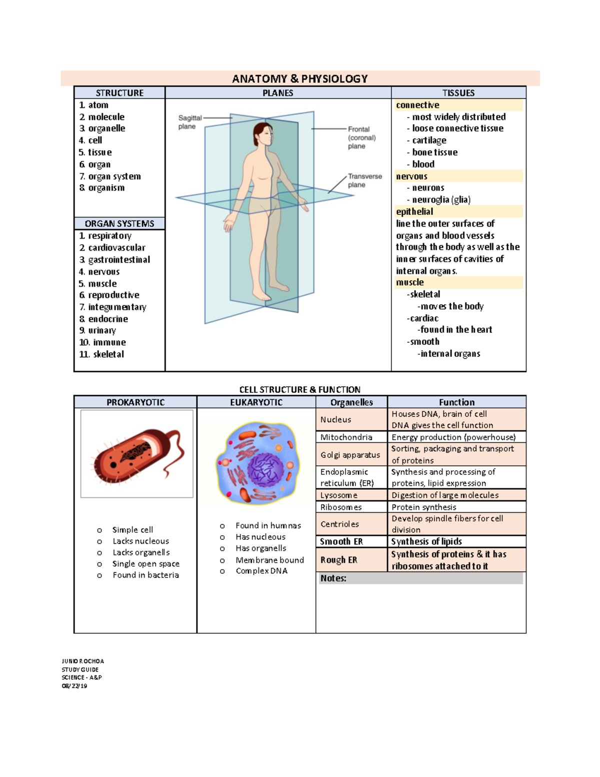 AP Teas - ANATOMY & PHYSIOLOGY STRUCTURE PLANES TISSUES 1. atom 2 ...