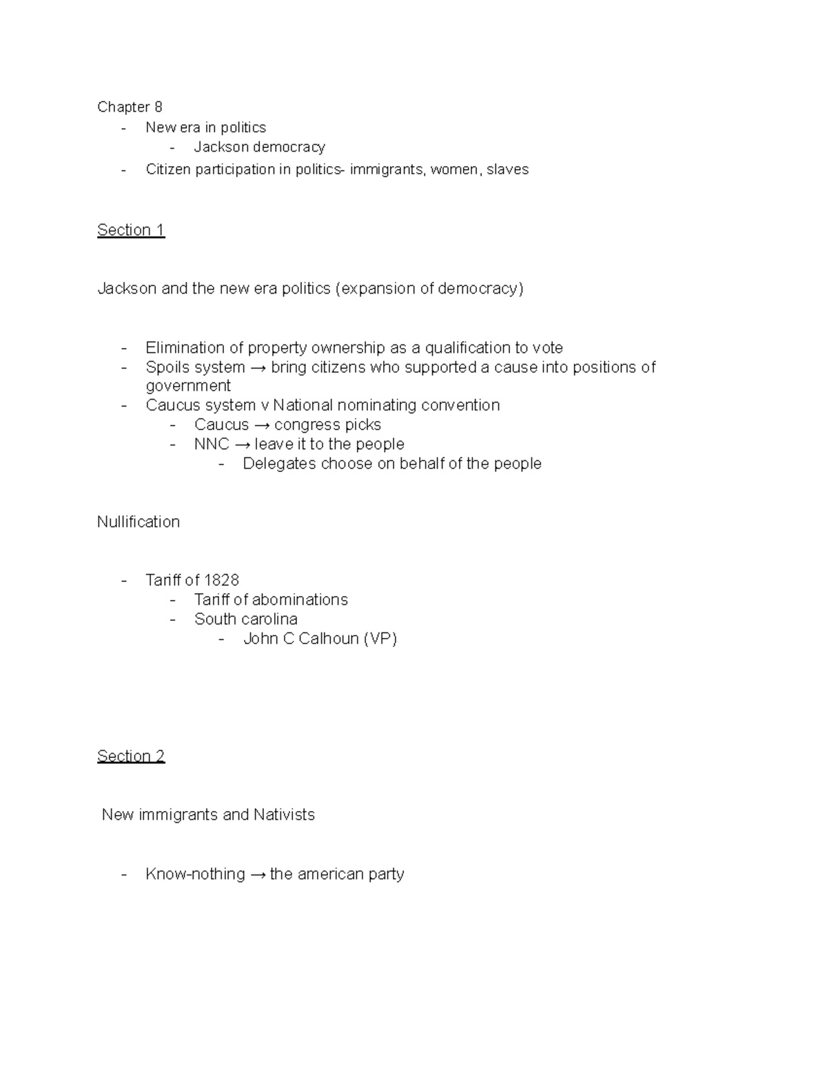 Chapter 8 class notes - summary - Chapter 8 - New era in politics ...