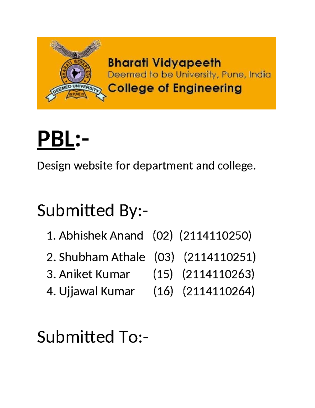 WP PBL Report - Much - PBL:- ####### Design website for department and ...