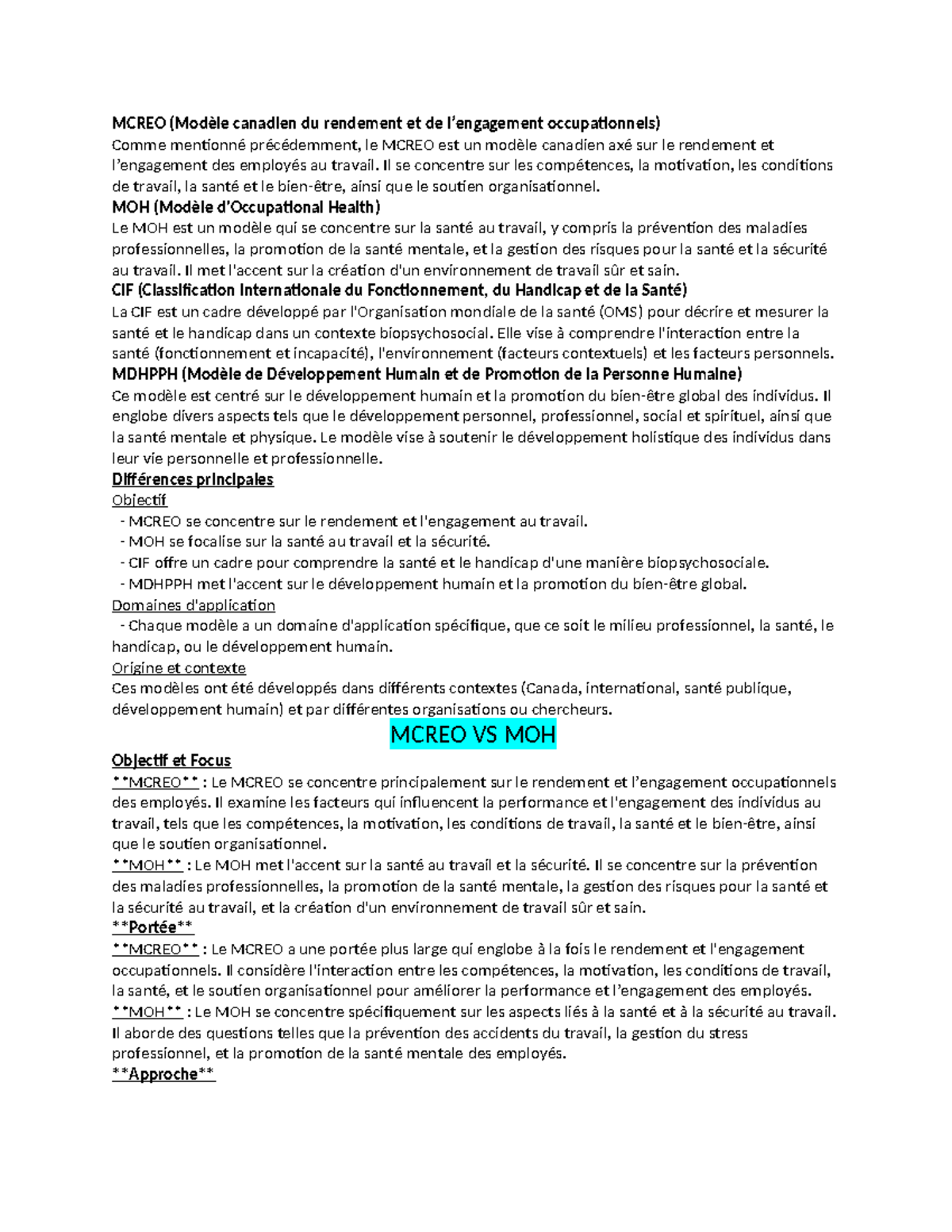 Comparaison-modèles - MCREO (Modèle canadien du rendement et de l ...