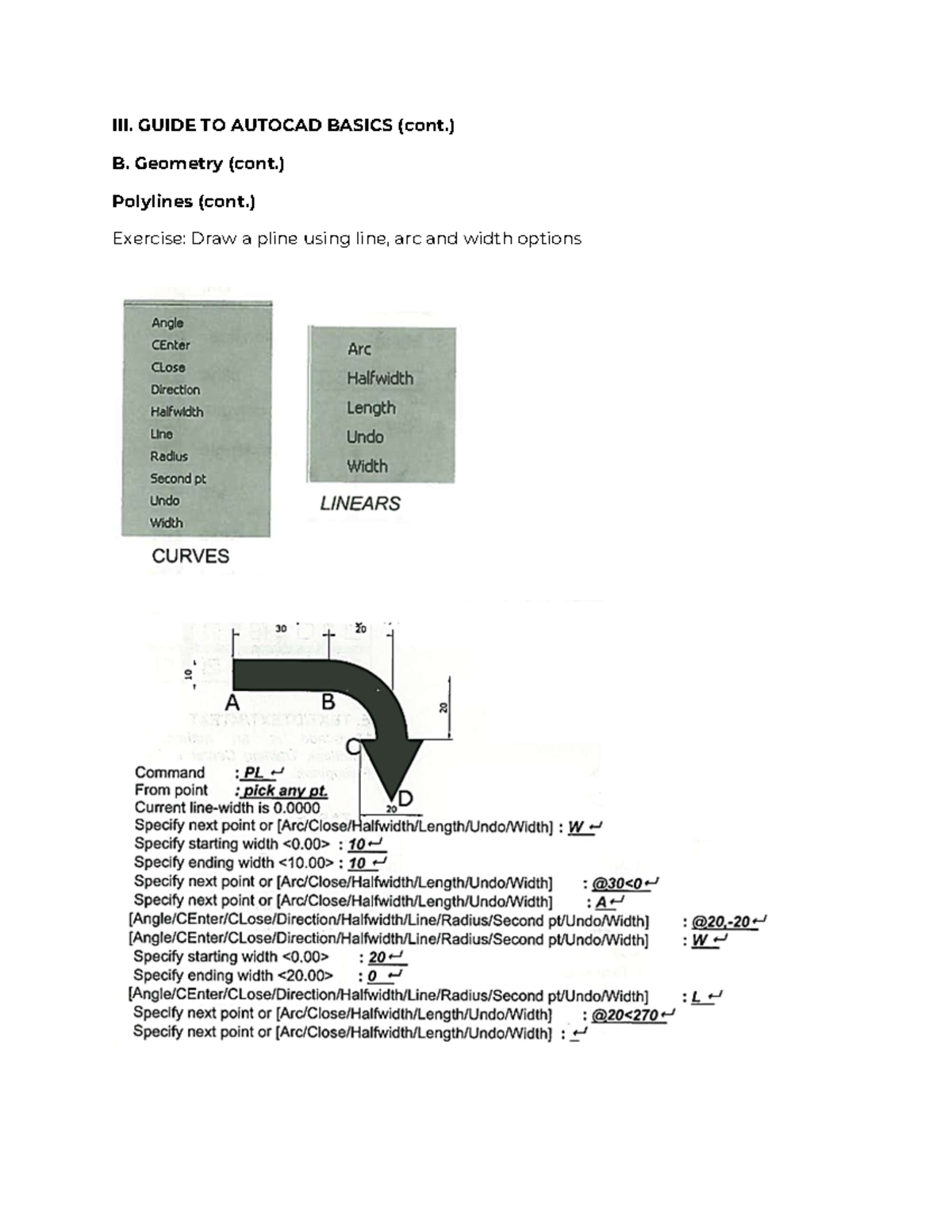 CAD - Module 2 - Lecture notes 2 - III. GUIDE TO AUTOCAD BASICS (cont ...