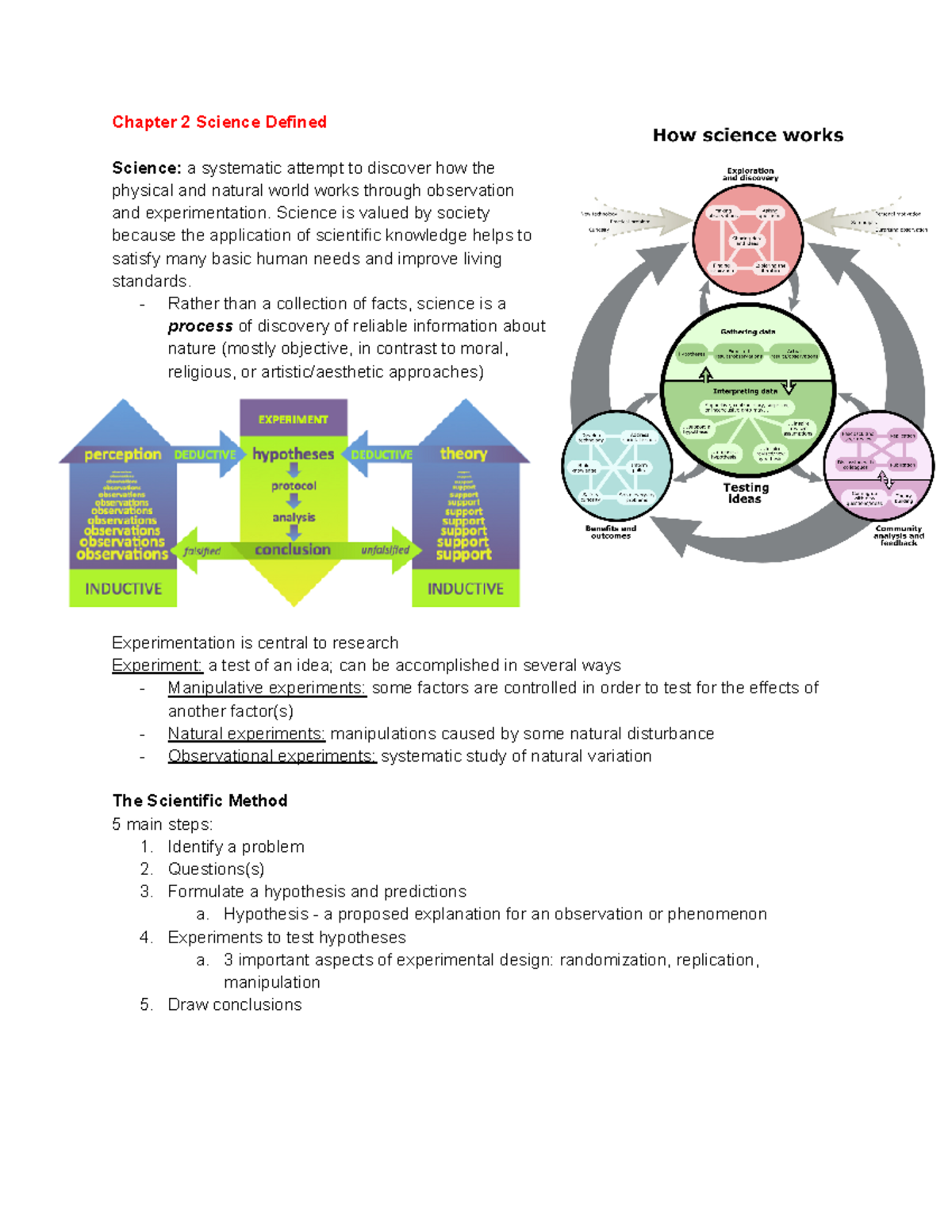 Chapter 2 Science Defined - Chapter 2 Science Defined Science: a ...