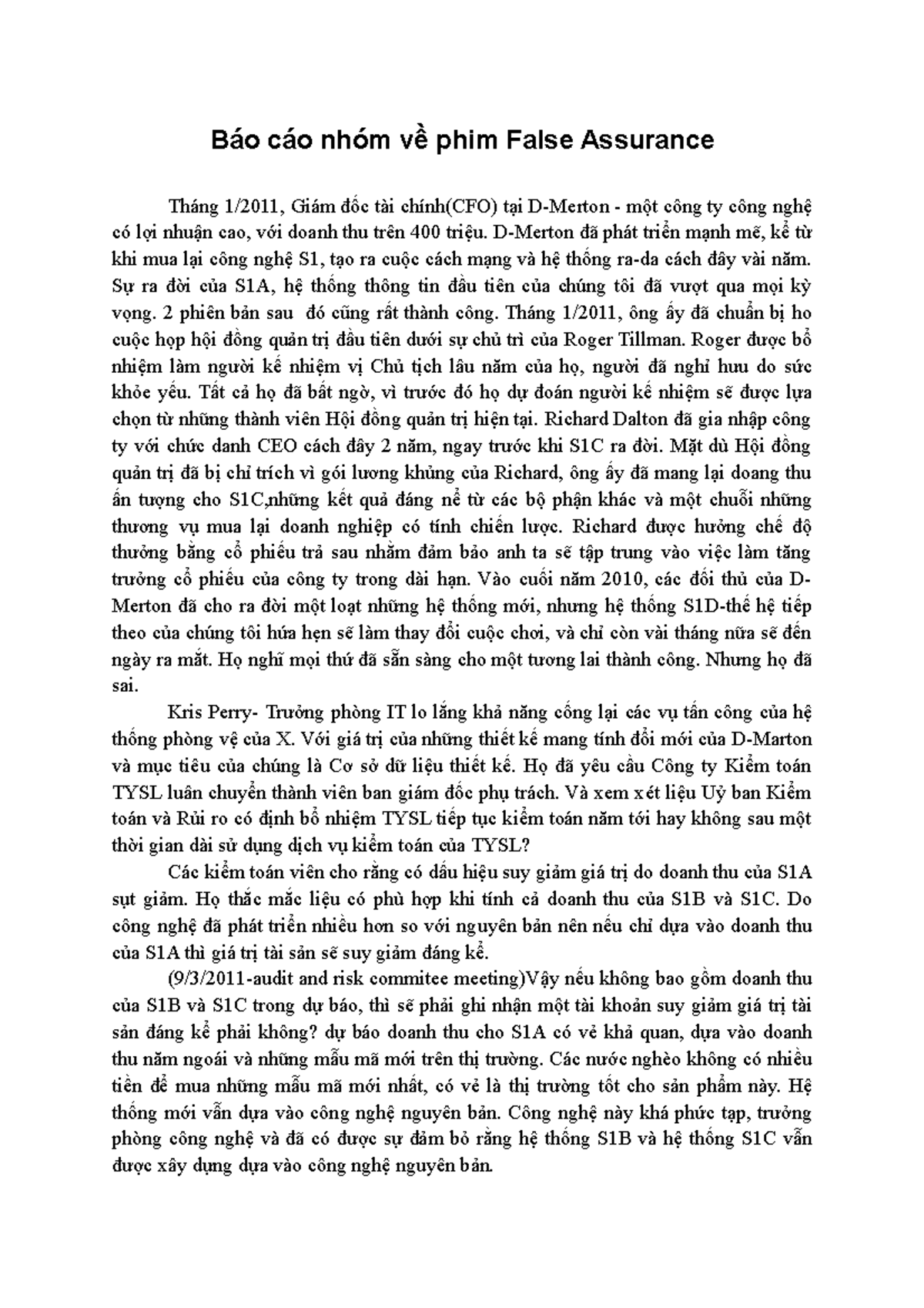 RV Film - accounting information systems at university - Báo cáo nhóm ...