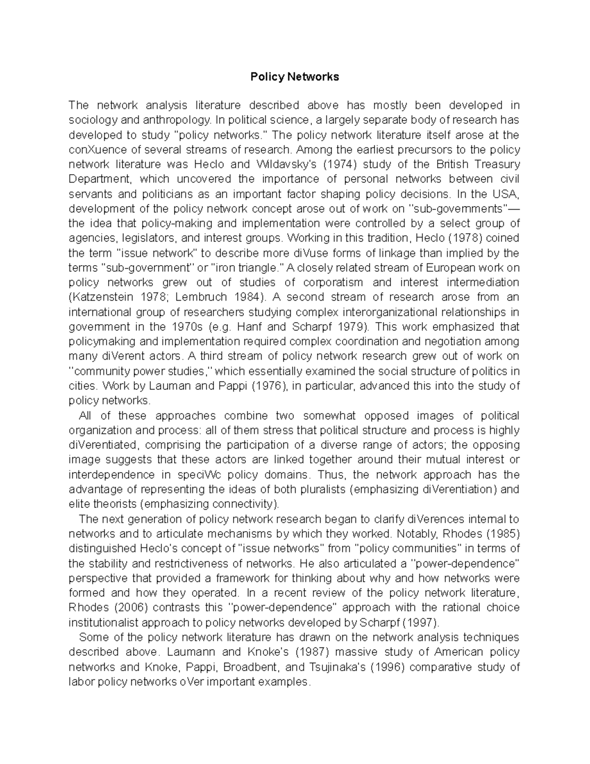 5.1 Network Institutionalism - Policy Networks The network analysis ...