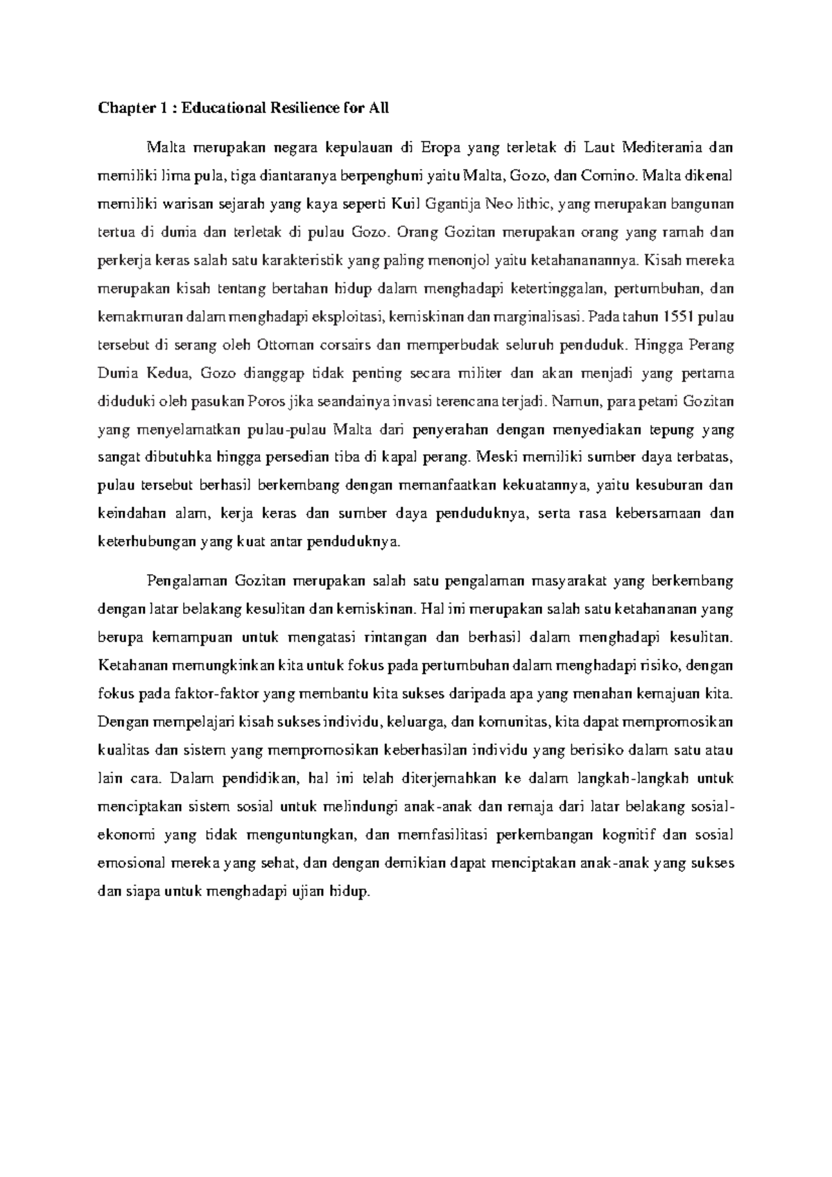 Ringkasan Educational Resilience for All - Chapter 1 : Educational Resilience for All Malta ...