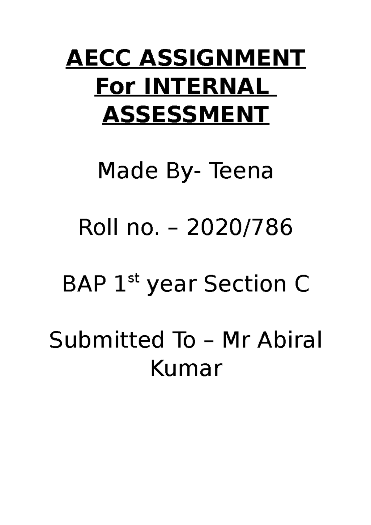 AECC Eng assignment - AECC ASSIGNMENT For INTERNAL ASSESSMENT Made By ...
