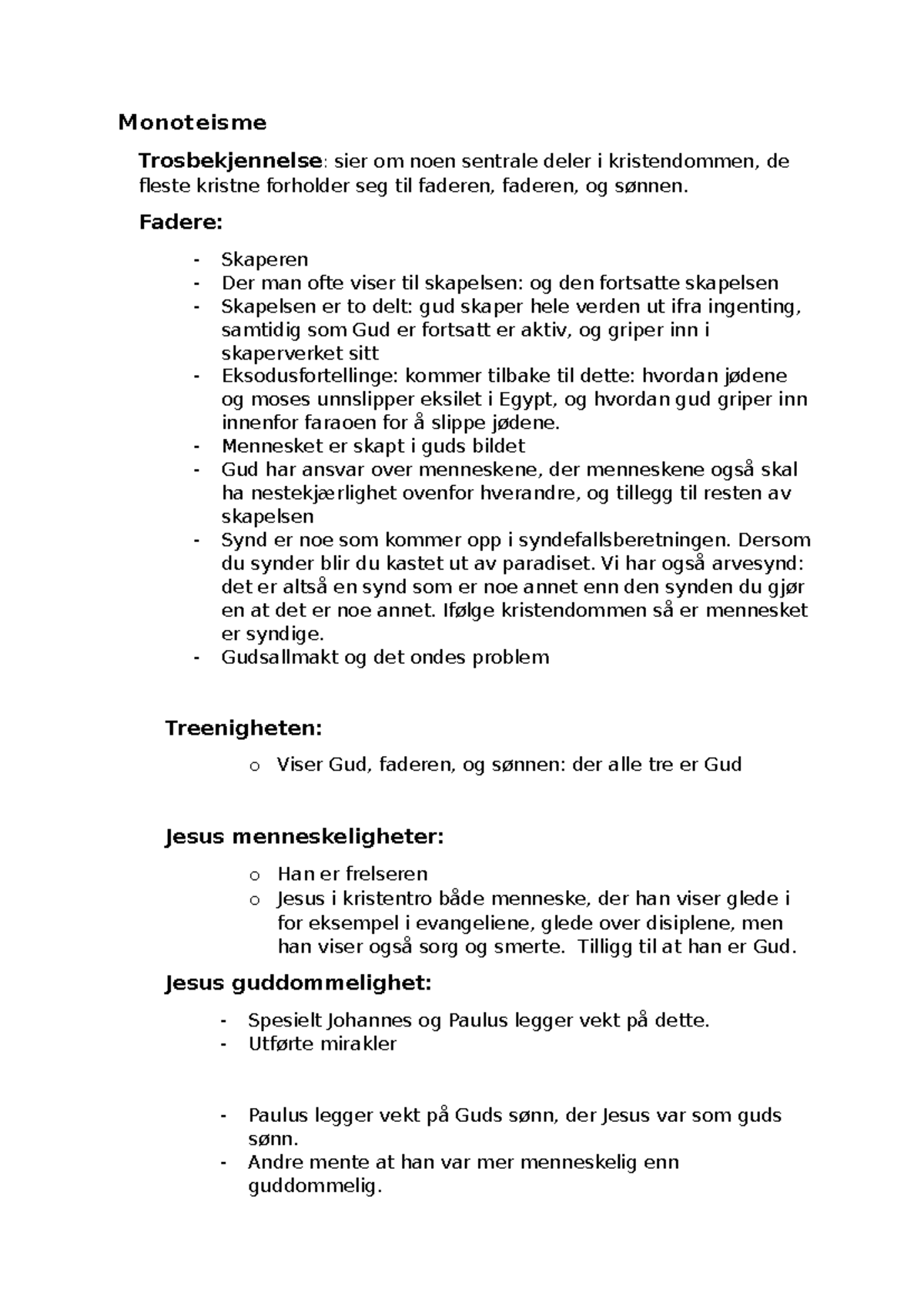 Kristendommen - Notater - Monoteisme Trosbekjennelse: sier om noen ...