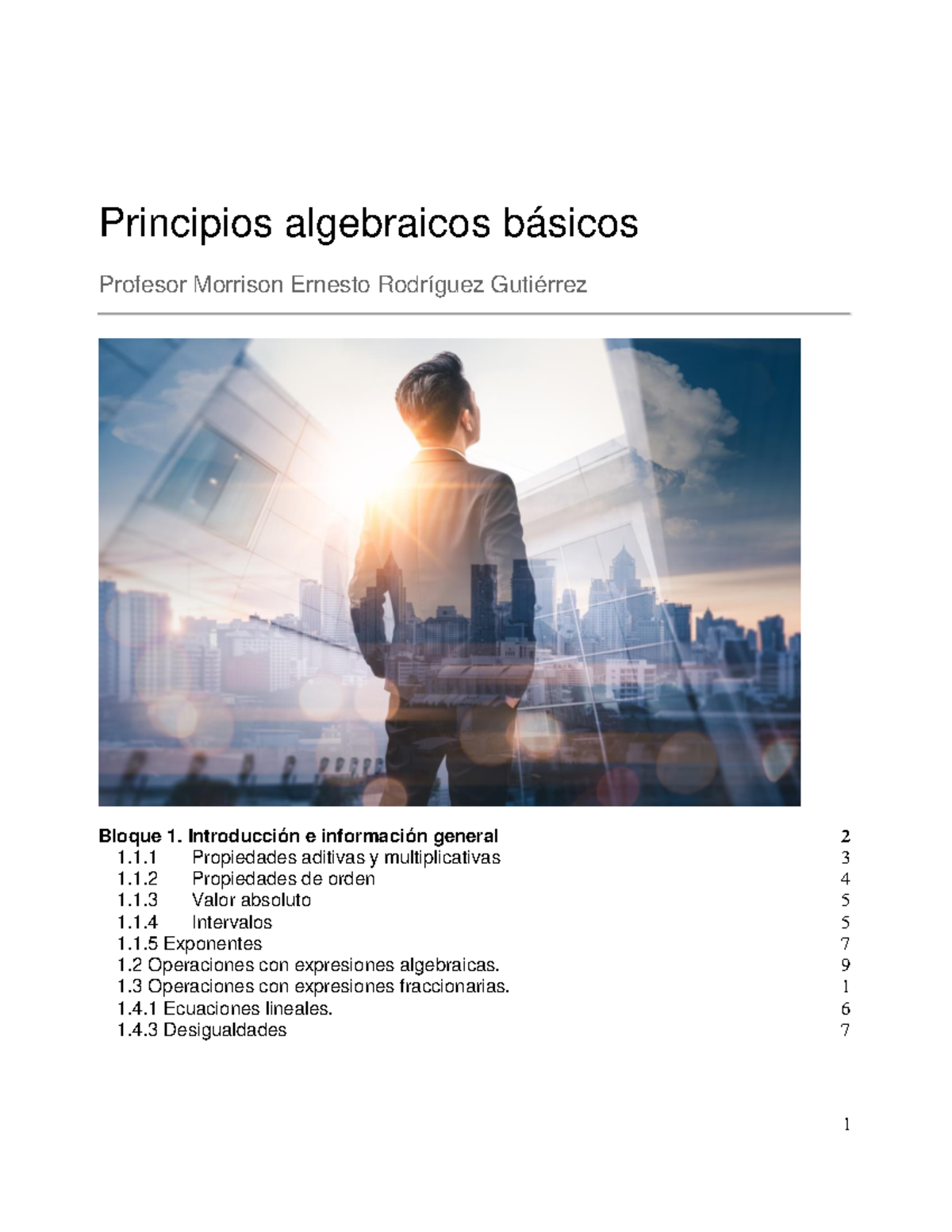 Principios Algebraicos del primer bloque parcial - Principios ...