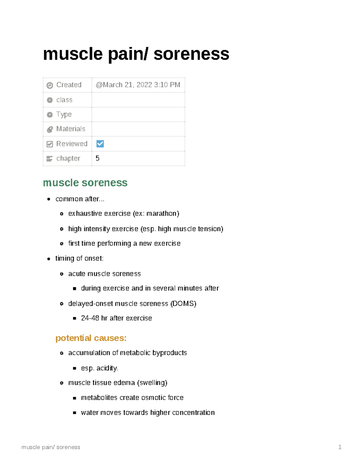 Muscle pain soreness - muscle pain/ soreness Created class Type ...