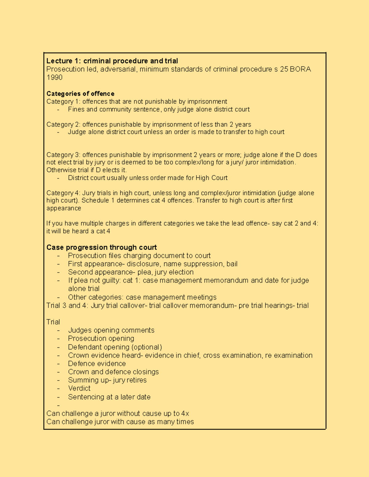 LAWS214- Short CRIM Procedure - Lecture 1: criminal procedure and trial ...