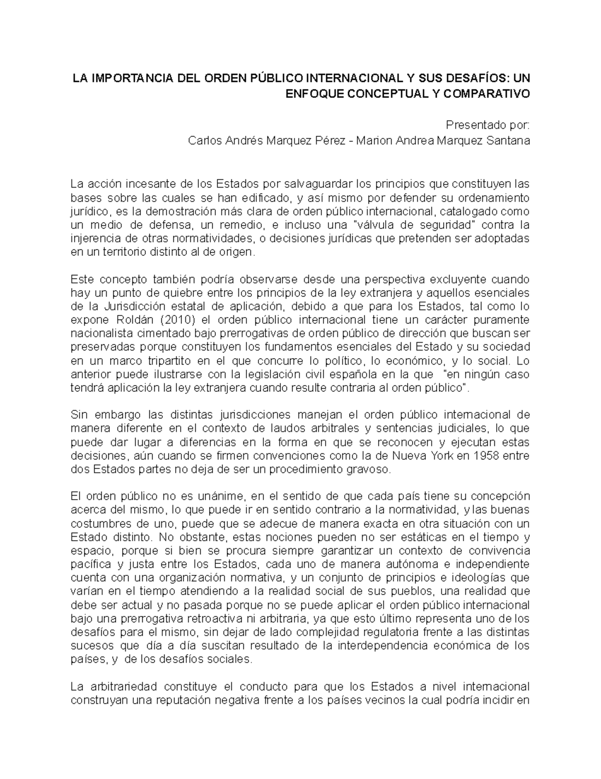 LA Importancia DEL Orden PÚ Blico Internacional Y SUS DesafíOS UN Enfoque Conceptual Y C - Studocu