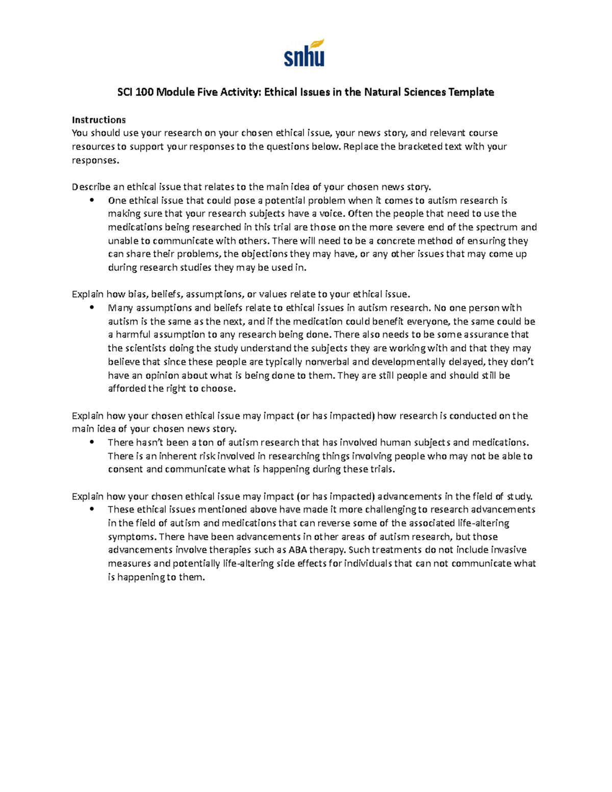 SCI 100 Module Five Activity Template - SCI 100 Module Five Activity ...