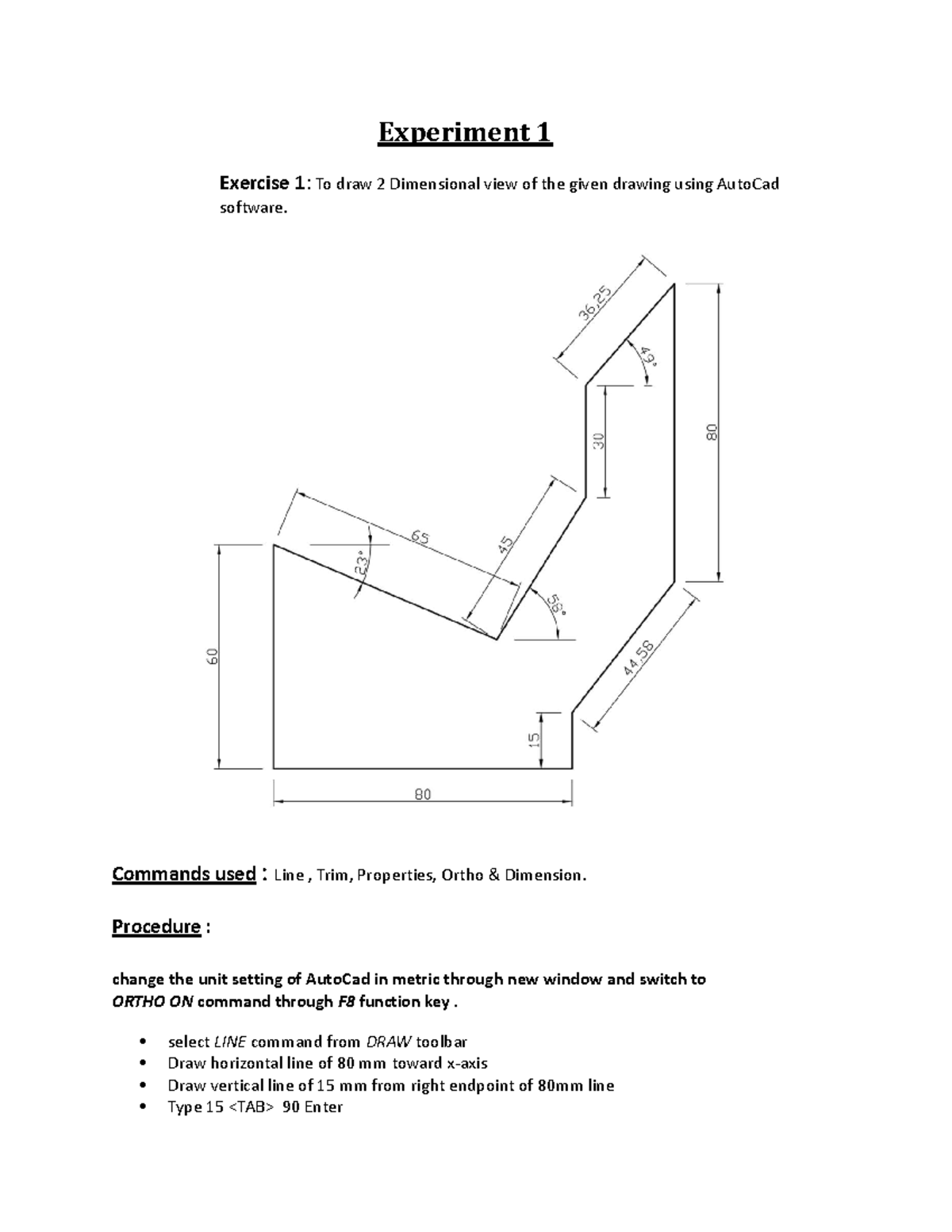 Experiment 1 - edg practical 1 - Experiment 1 Exercise 1 : To draw 2 ...